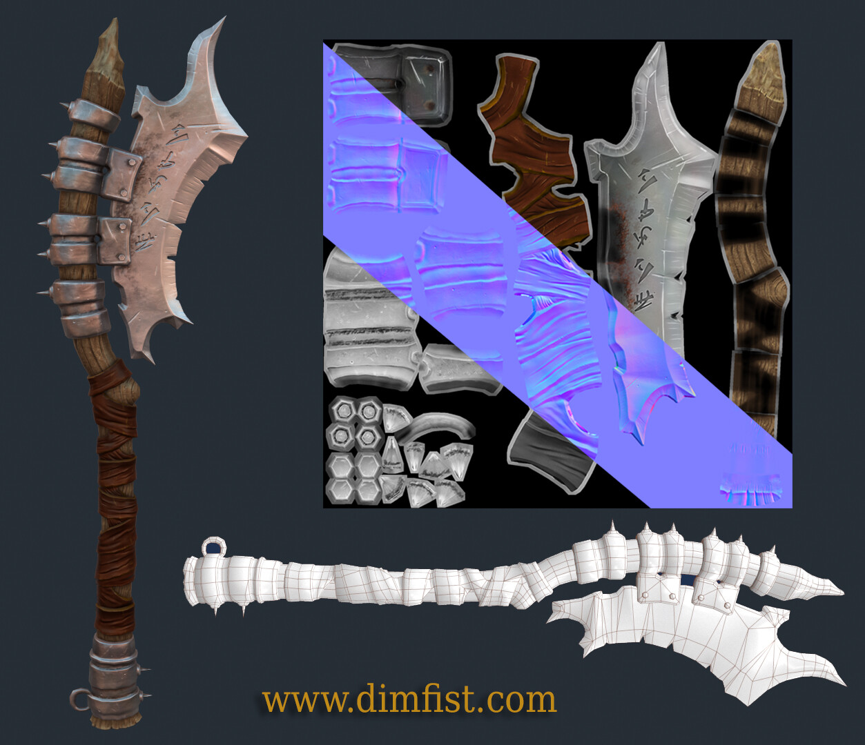 ArtStation - Orcish Axe Low poly hand painted asset