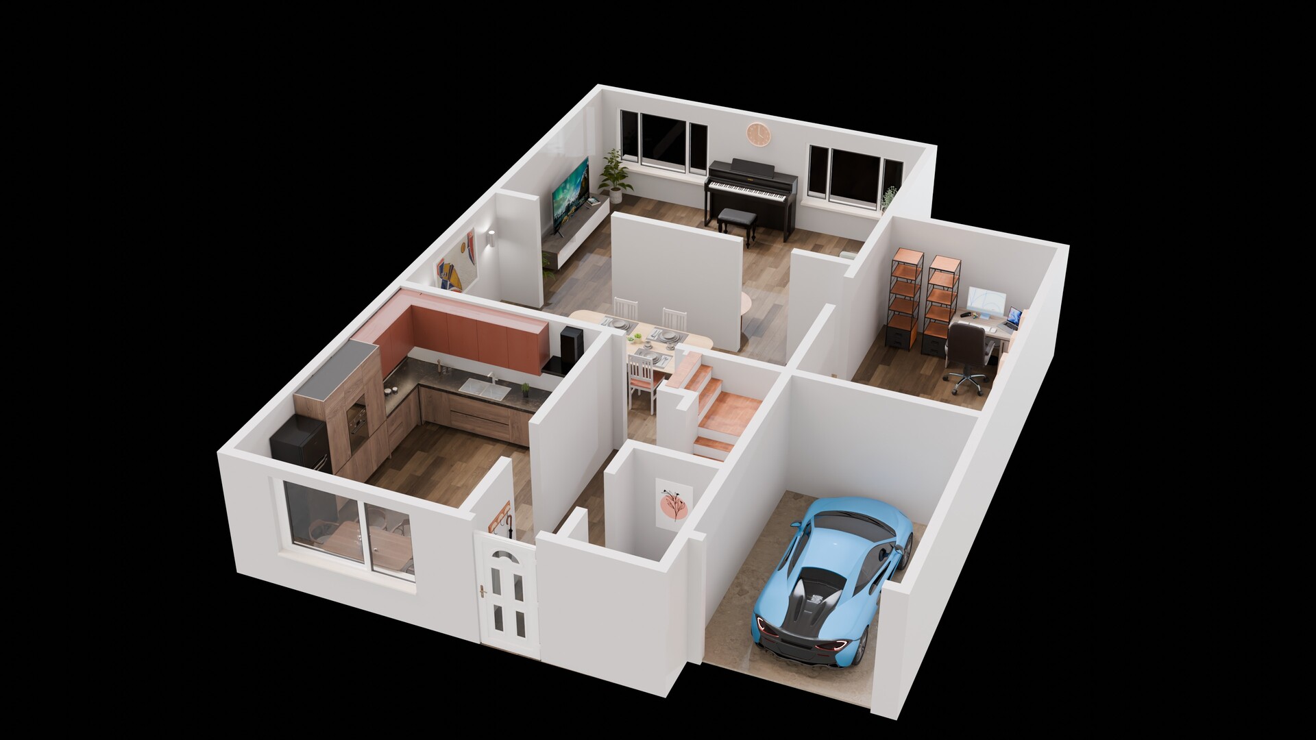 ArtStation - House floorplan 3D archviz