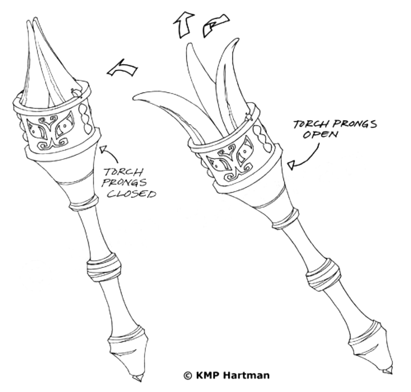 ancient torch drawing