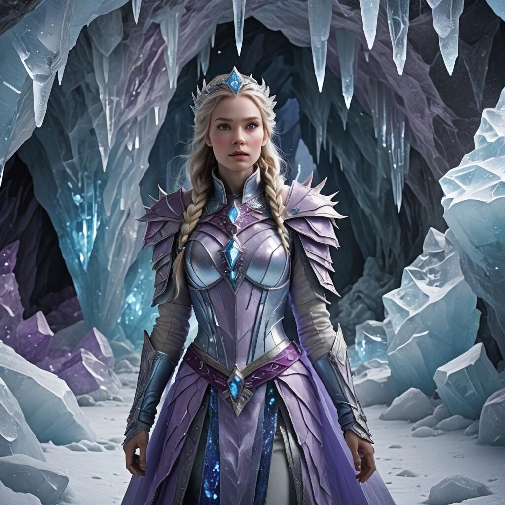ArtStation - armored princess in a crystaline cavern