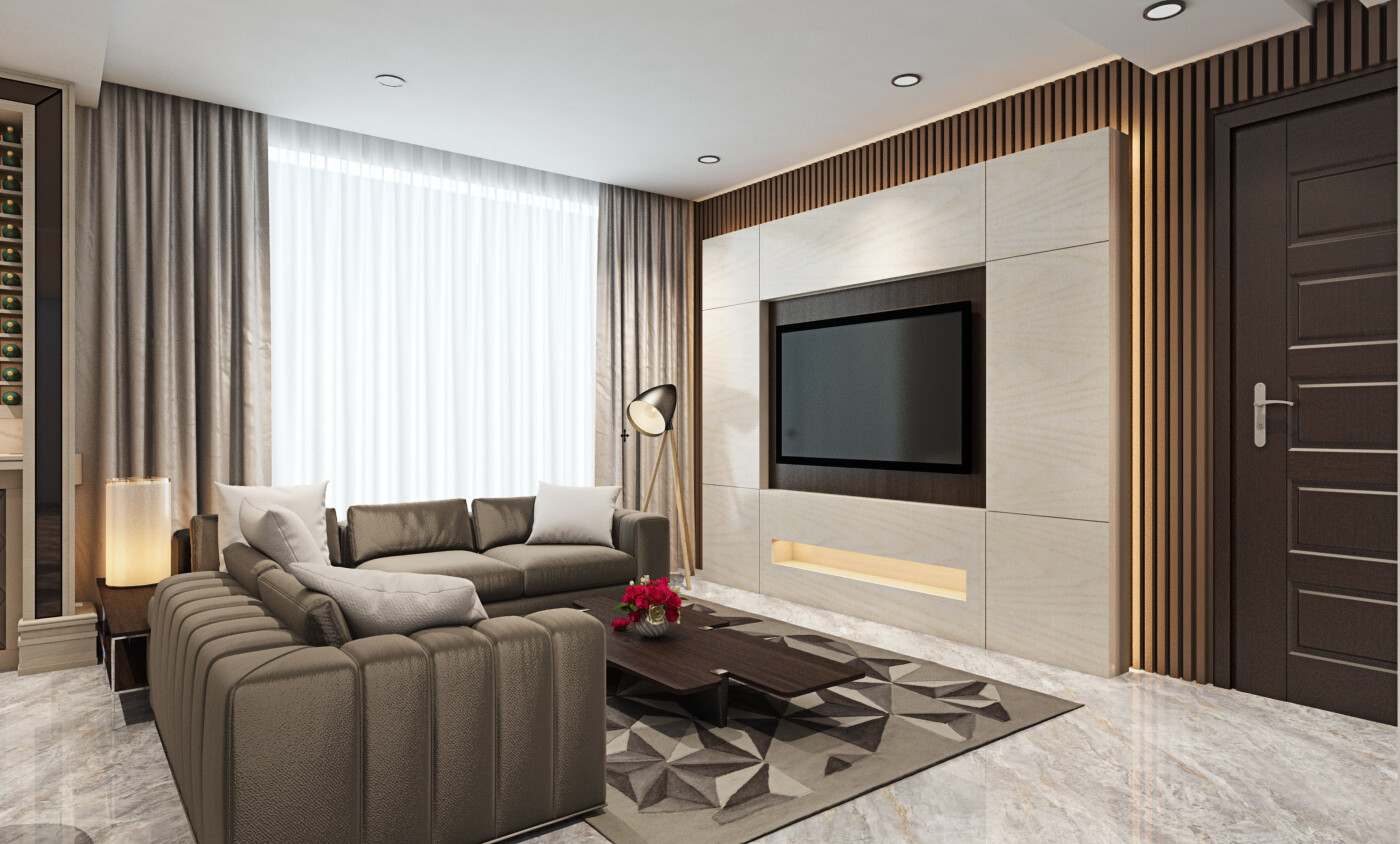 ArtStation - Explore this chic 3D-rendered living room that epitomizes ...