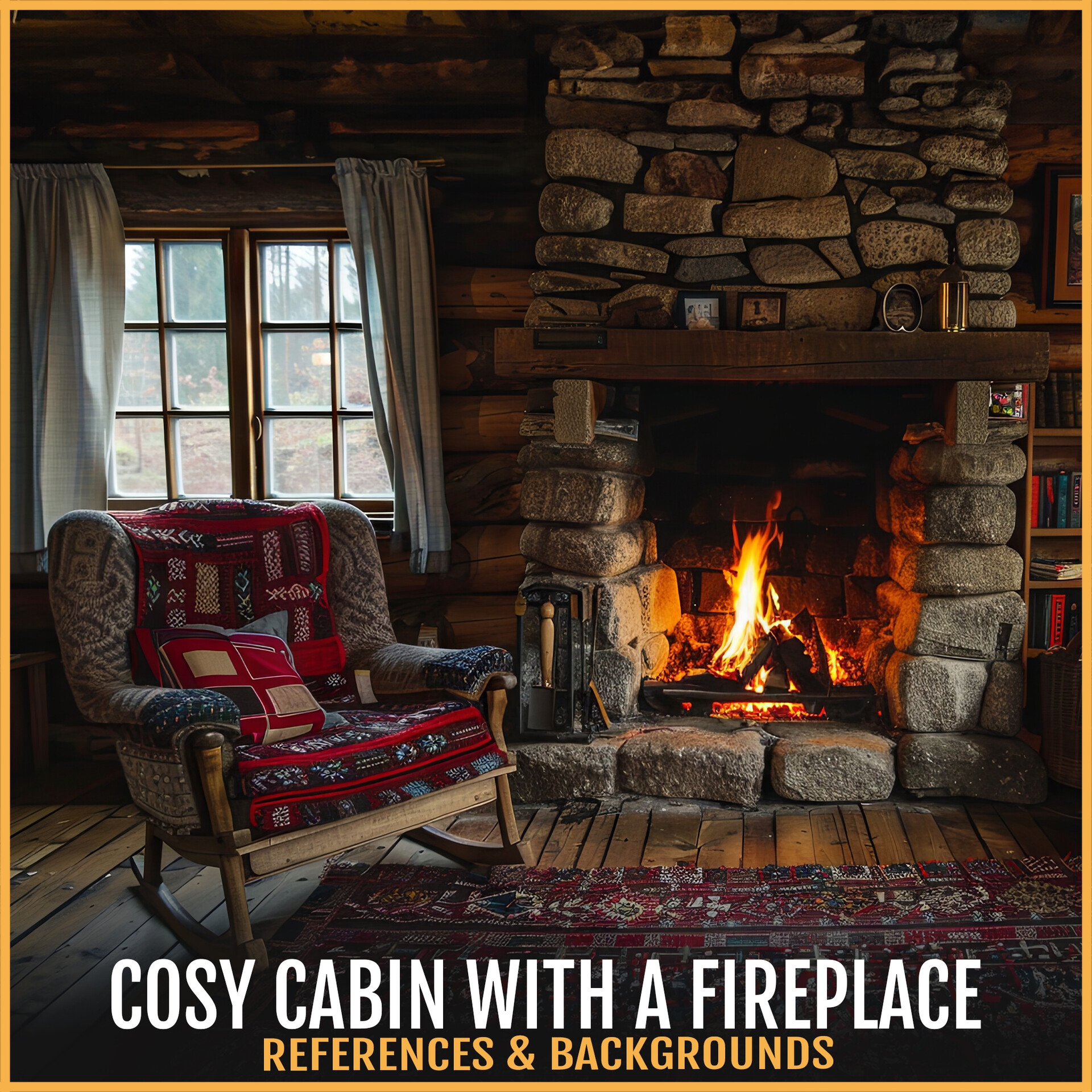 ArtStation - 505 Cosy cabin with a fireplace