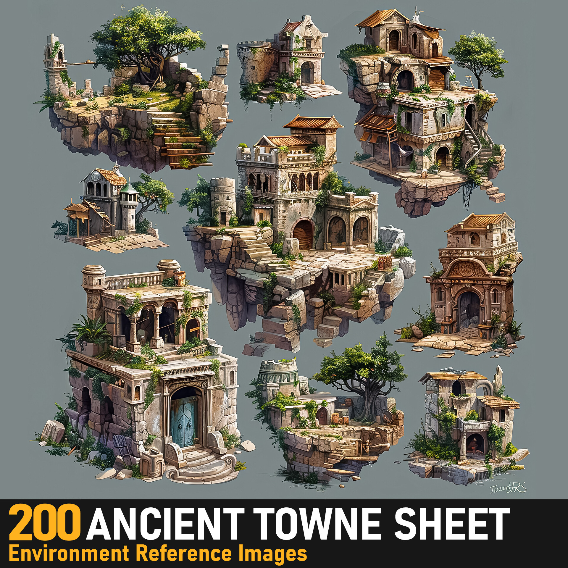 ArtStation - Town Game Sheet|4K Reference Images