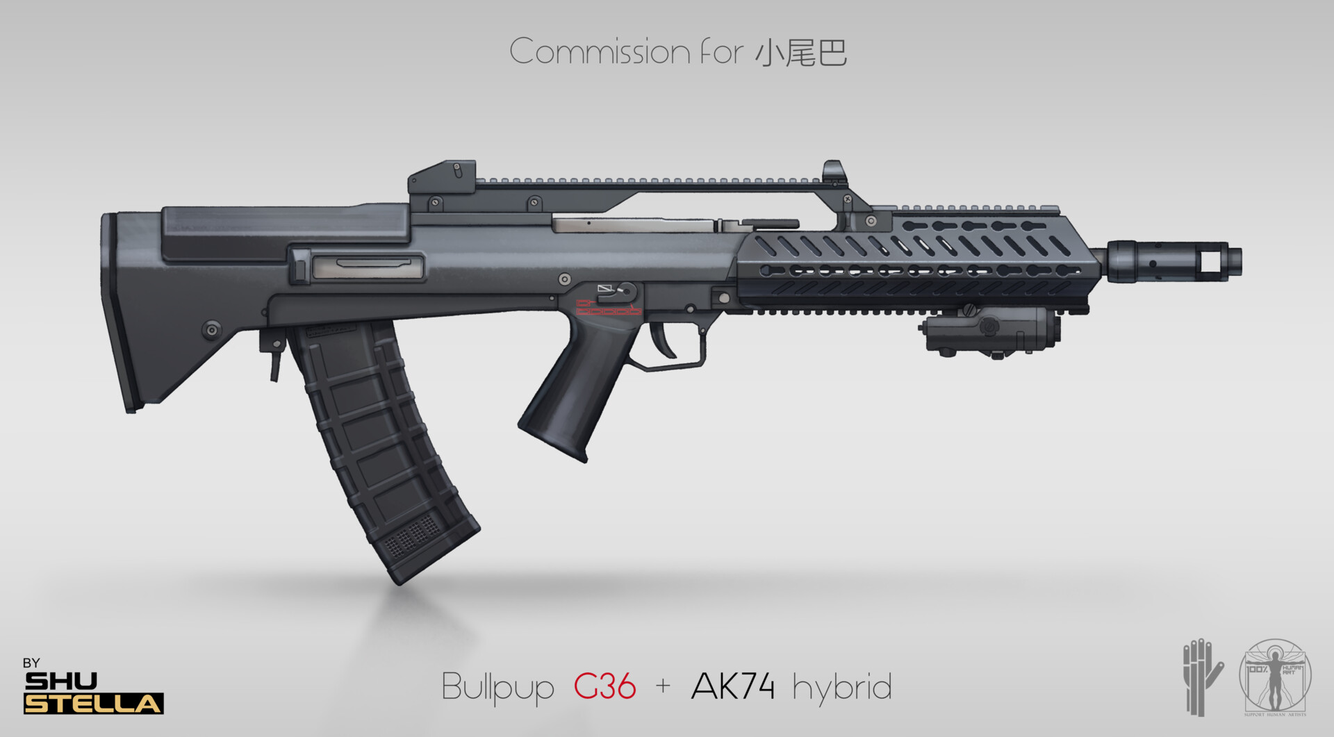 ArtStation - Weapon commission - Bullpup G36+AK74 hybrid