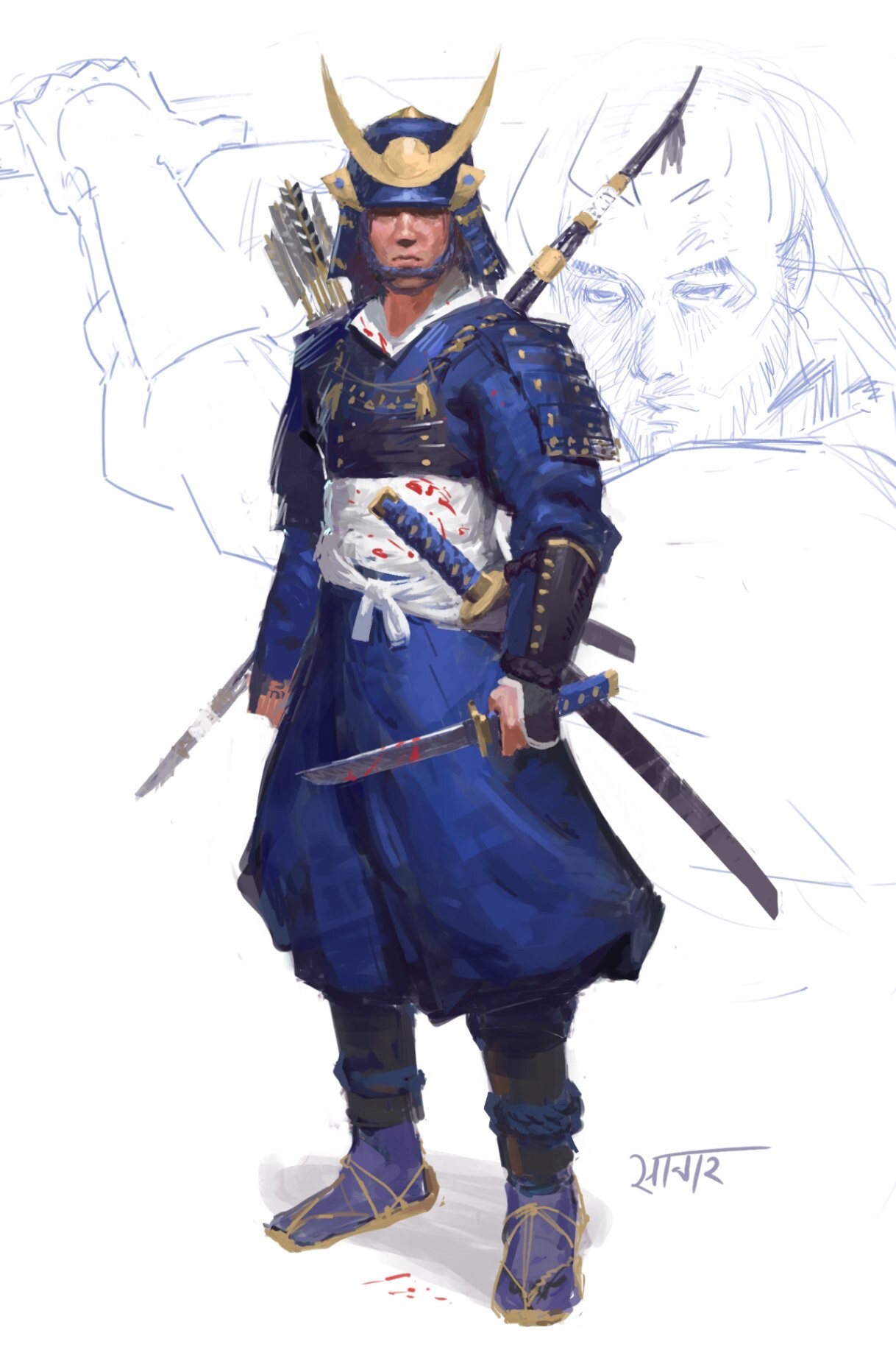 ArtStation - Blue samurai