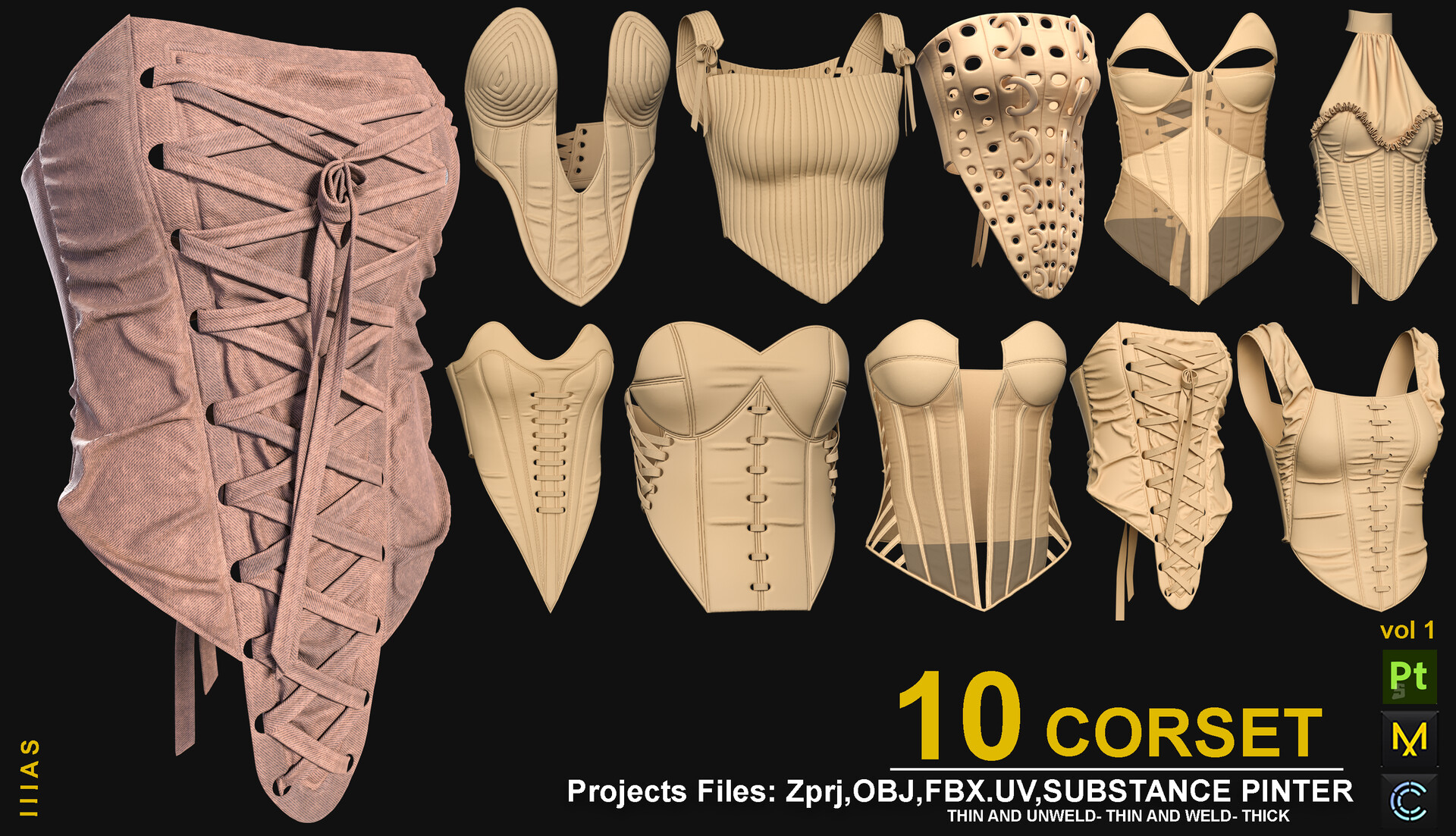 Mozhgan Arab - 7 CORSET VOL 1 (MARVELOUS DESIGNER AND CLO3D)ZPRJ, OBJ ...