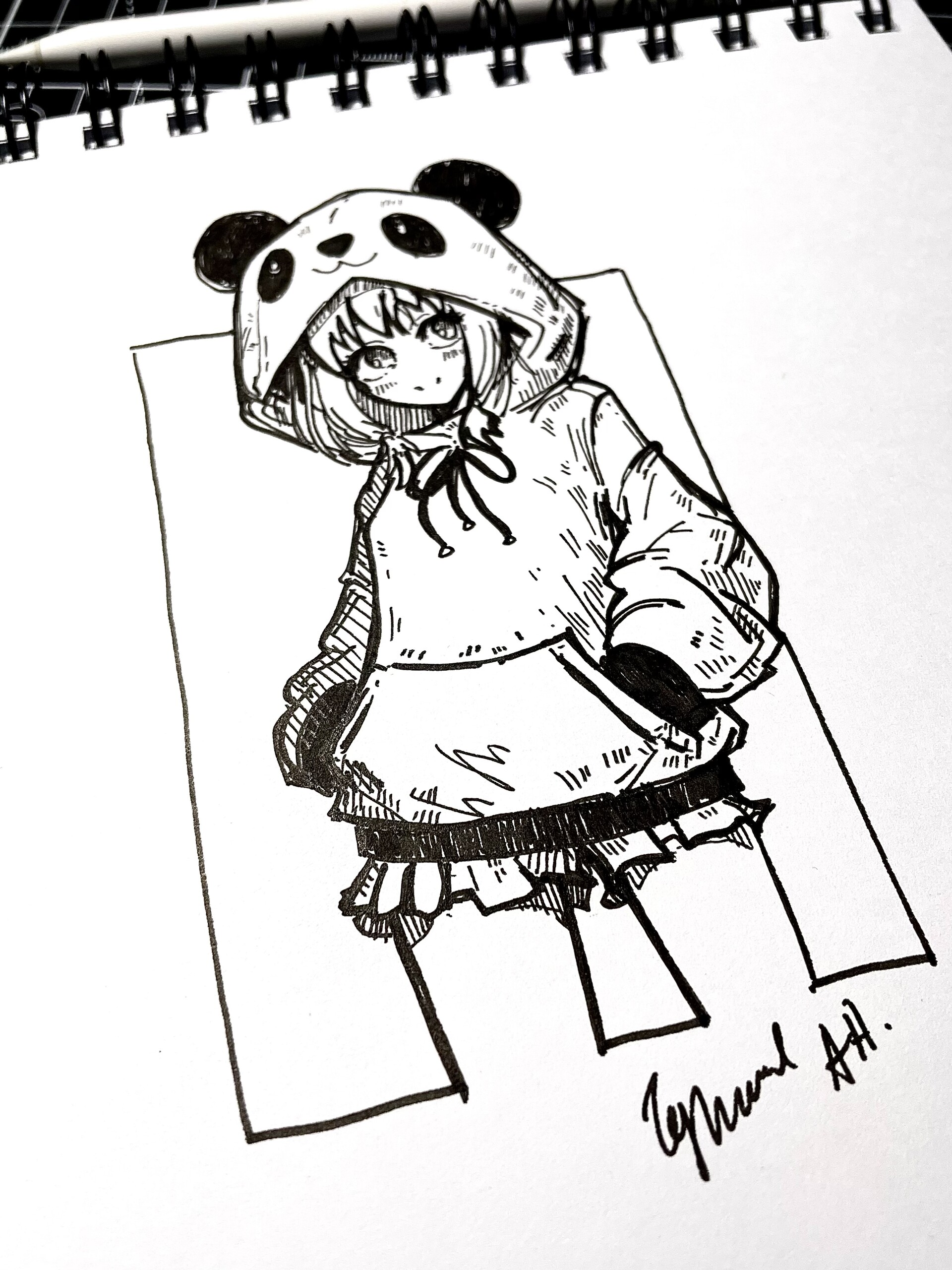 ArtStation - Panda Anime | daily sketch | traditional art | no ai | aa ...