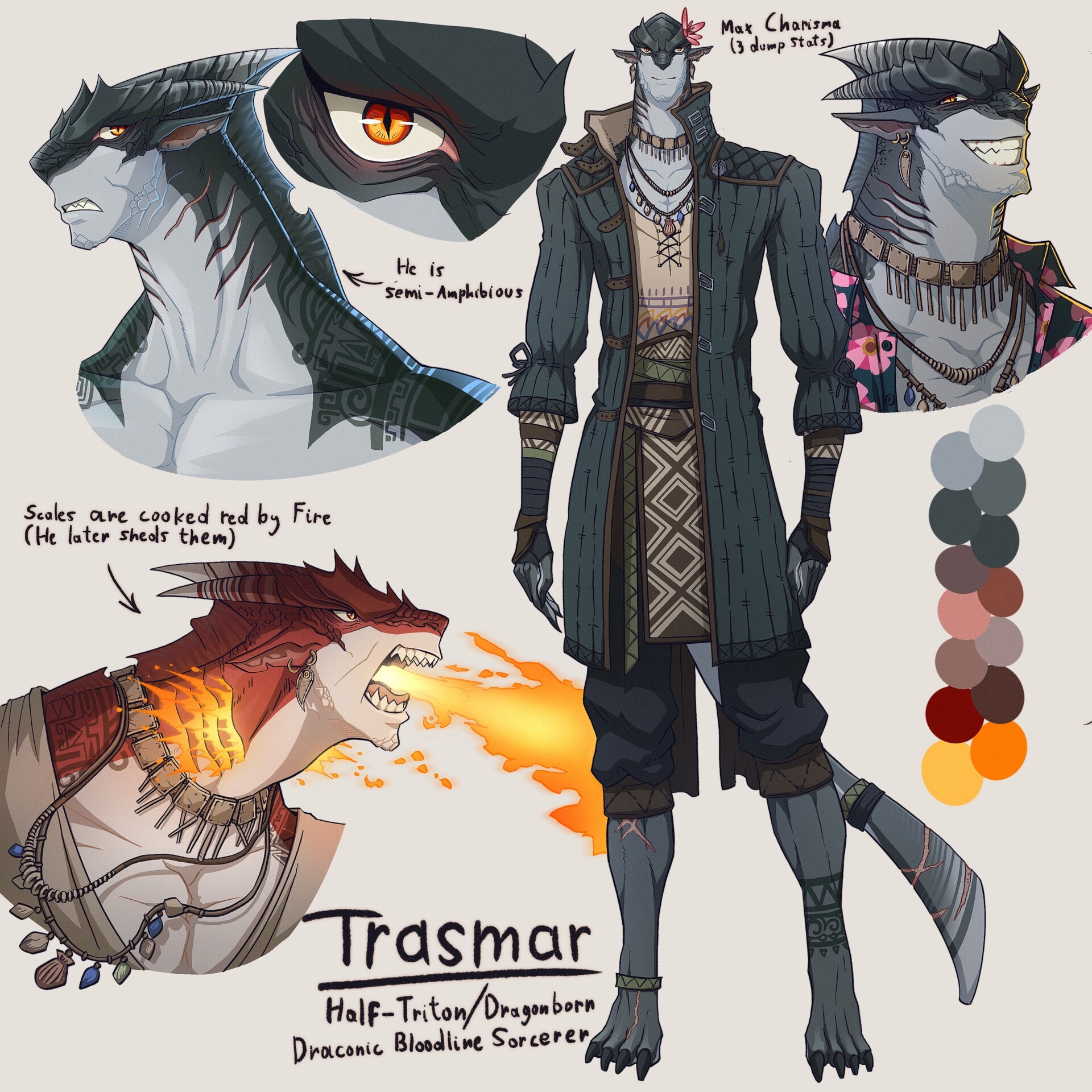 ArtStation - Trasmar - The Half-Triton/Half-Dragonborn Draconic ...