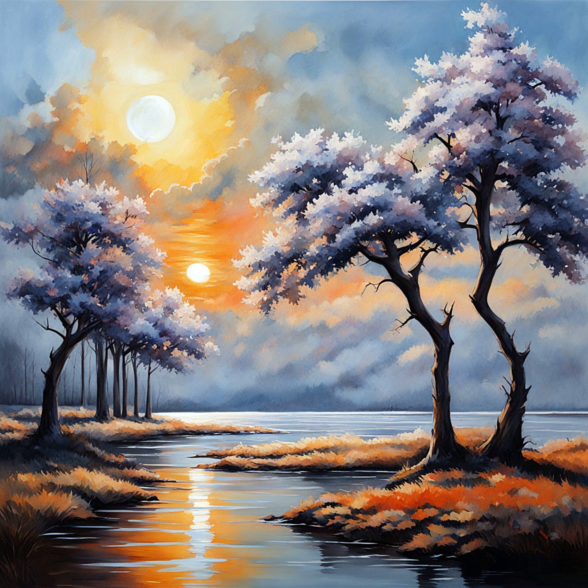 ArtStation - Two suns rise over the planet of blue acacias