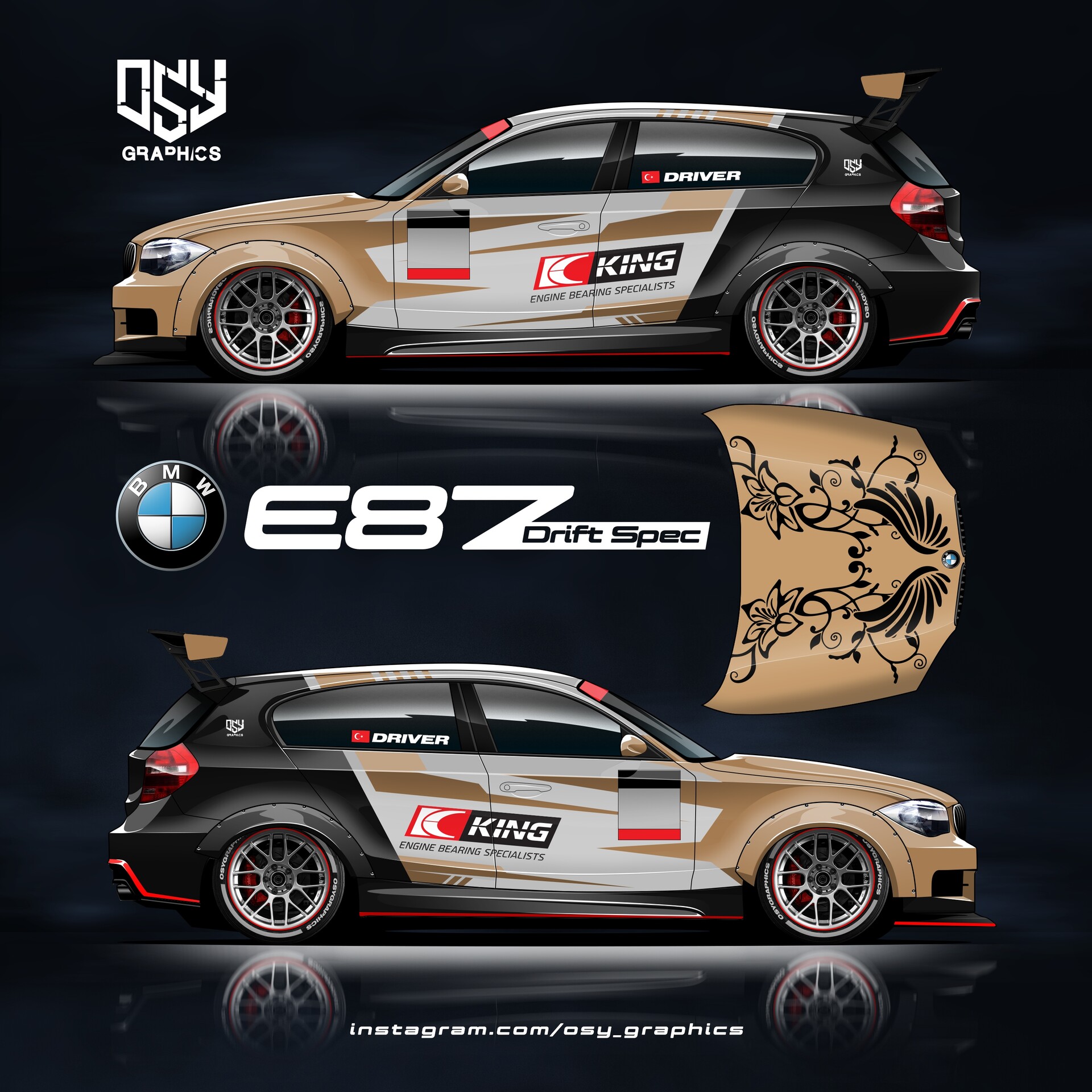 ArtStation - BMW E87 hatch drift car livery design by osygraphics