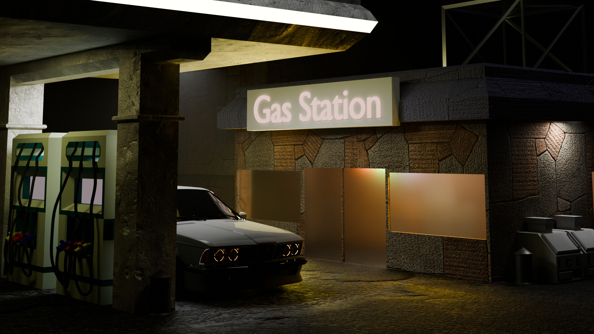 ArtStation - Midnight Gas Station
