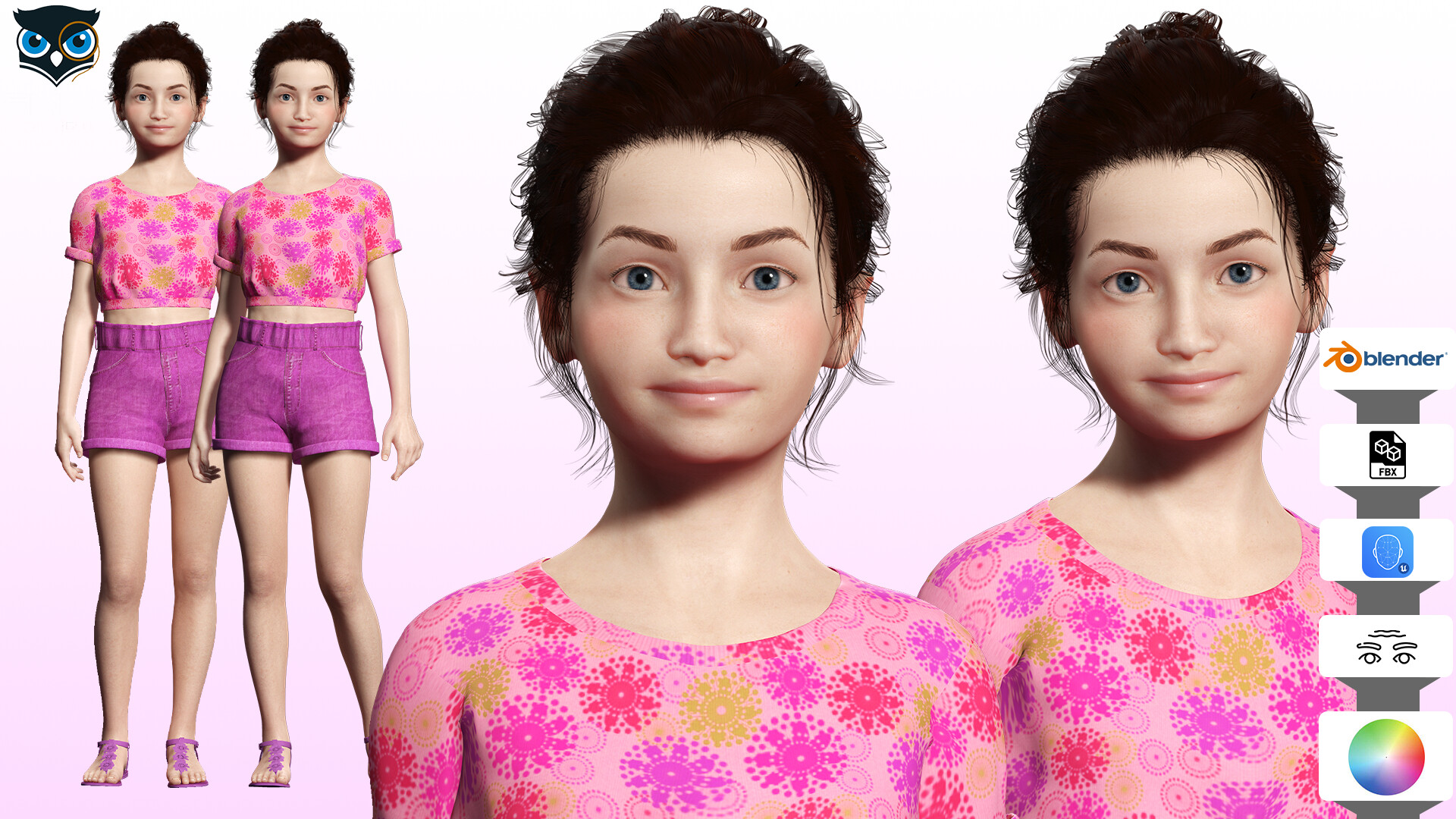 hamza khaloui - Sanaya -Realistic Girl Ready For Render and Animation kid