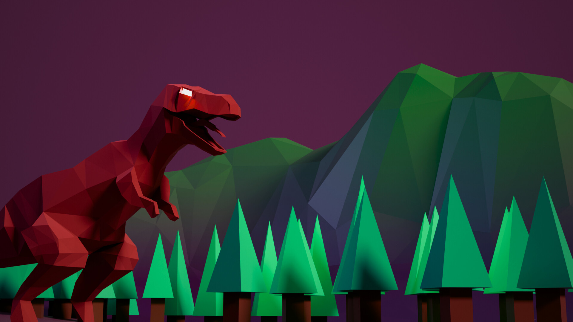 ArtStation - Low-poly T-Rex Scene