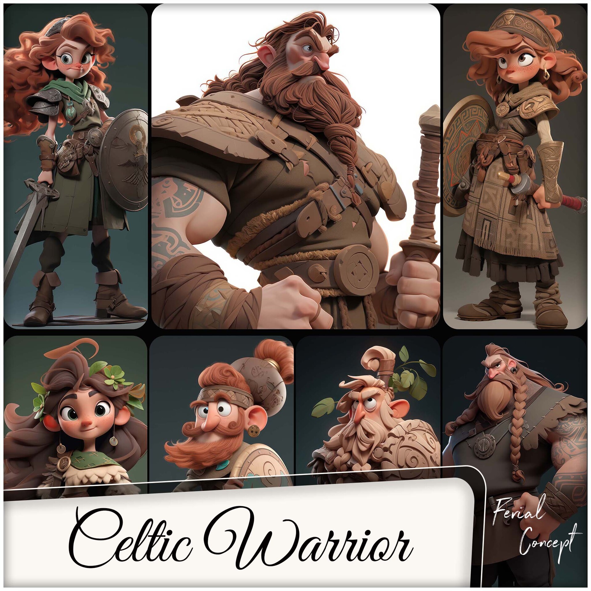 Ferial Studio - 🔹230 Celtic Warrior - Stylized Character Reference ...