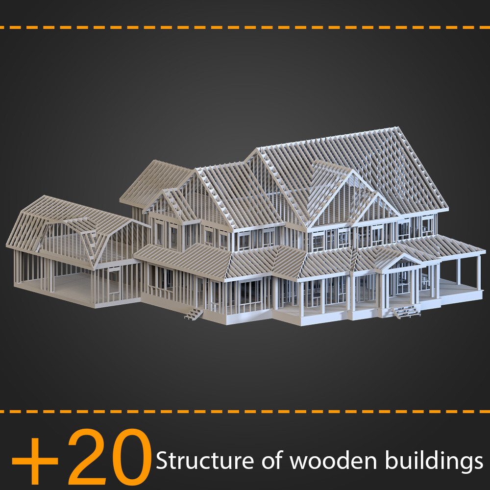 ArtStation - +20-Structure of wooden buildings-Kitbash