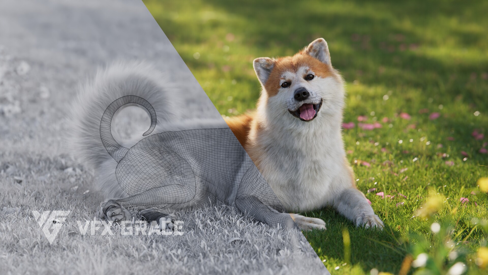 VFX models - Akita Dog Animated - MAYA Character Asset