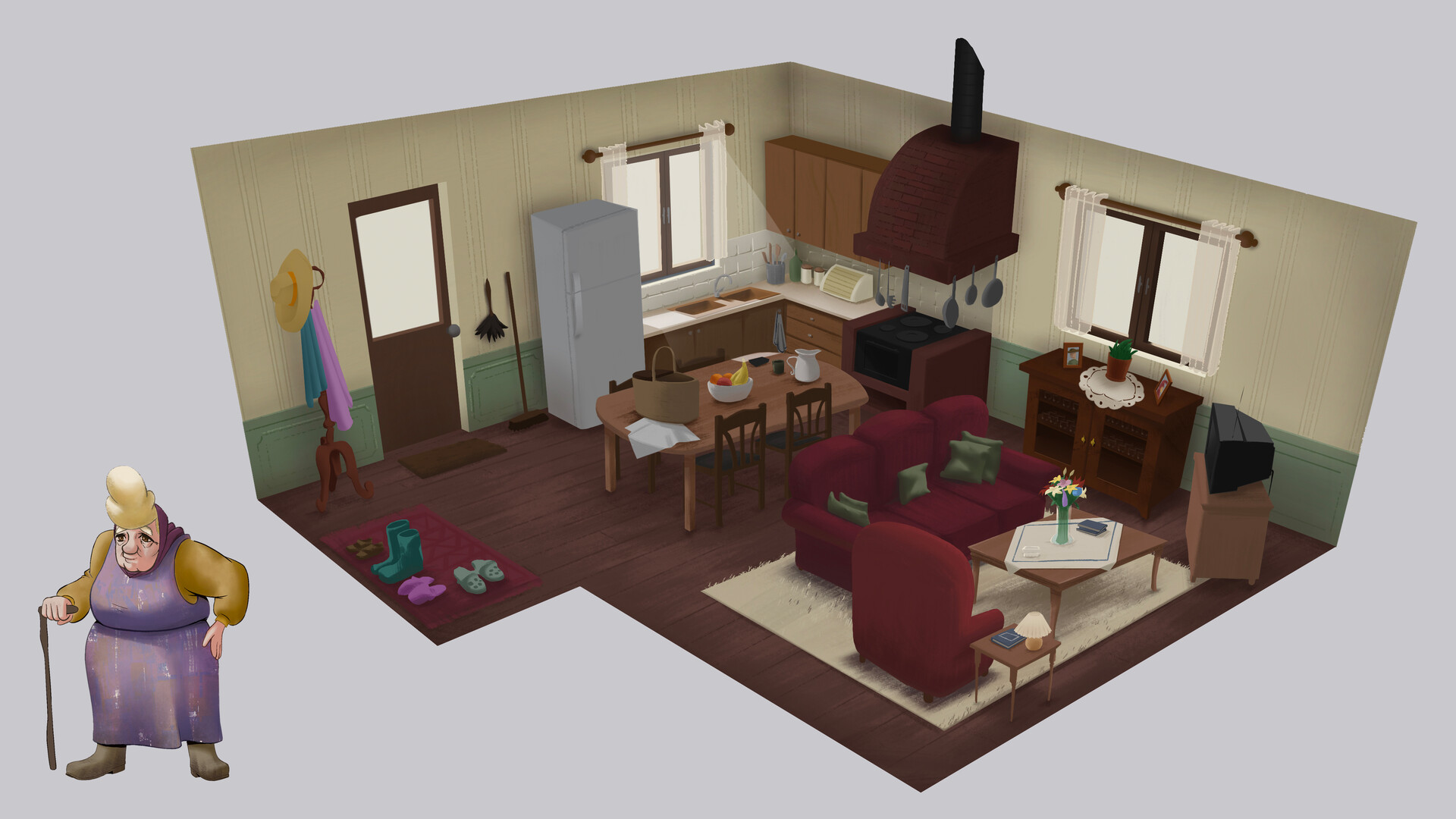 ArtStation - Grandma's House - Environment Design & Painting Interior