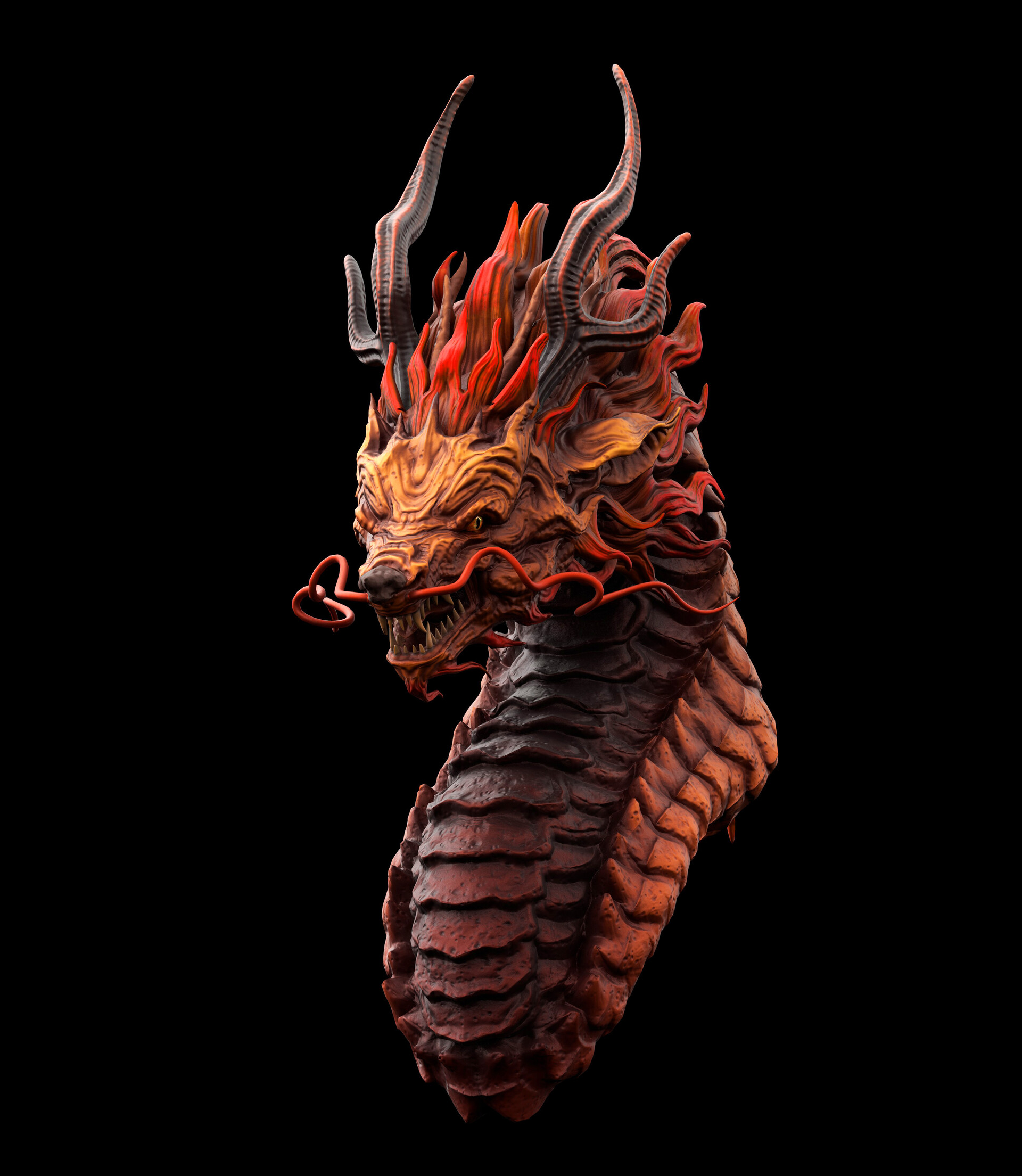 adiewbw - Chinese Fire Dragon Digital Sculpt