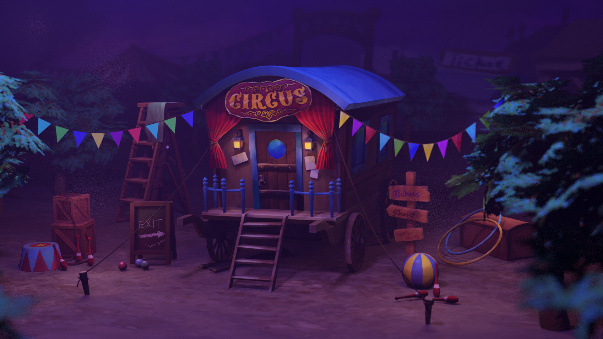 ArtStation - At the site of the circus troupe