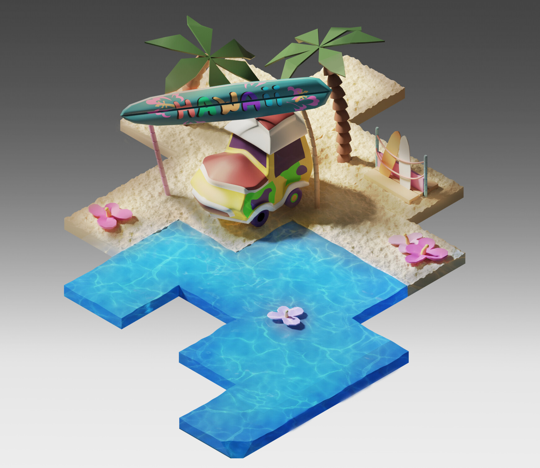 ArtStation - Hawai isometric scene
