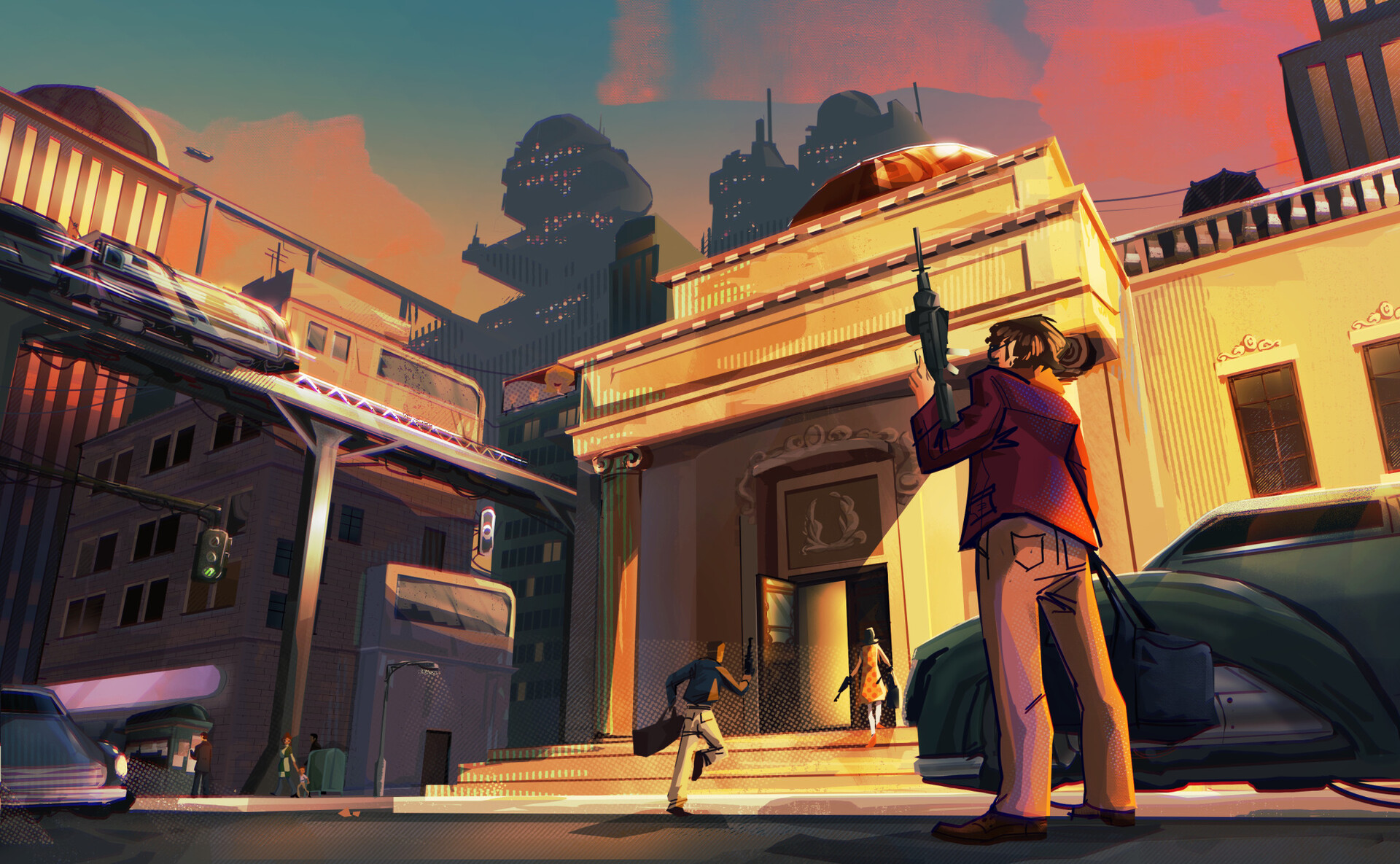 ArtStation - Retrofuturistic bank robbery project