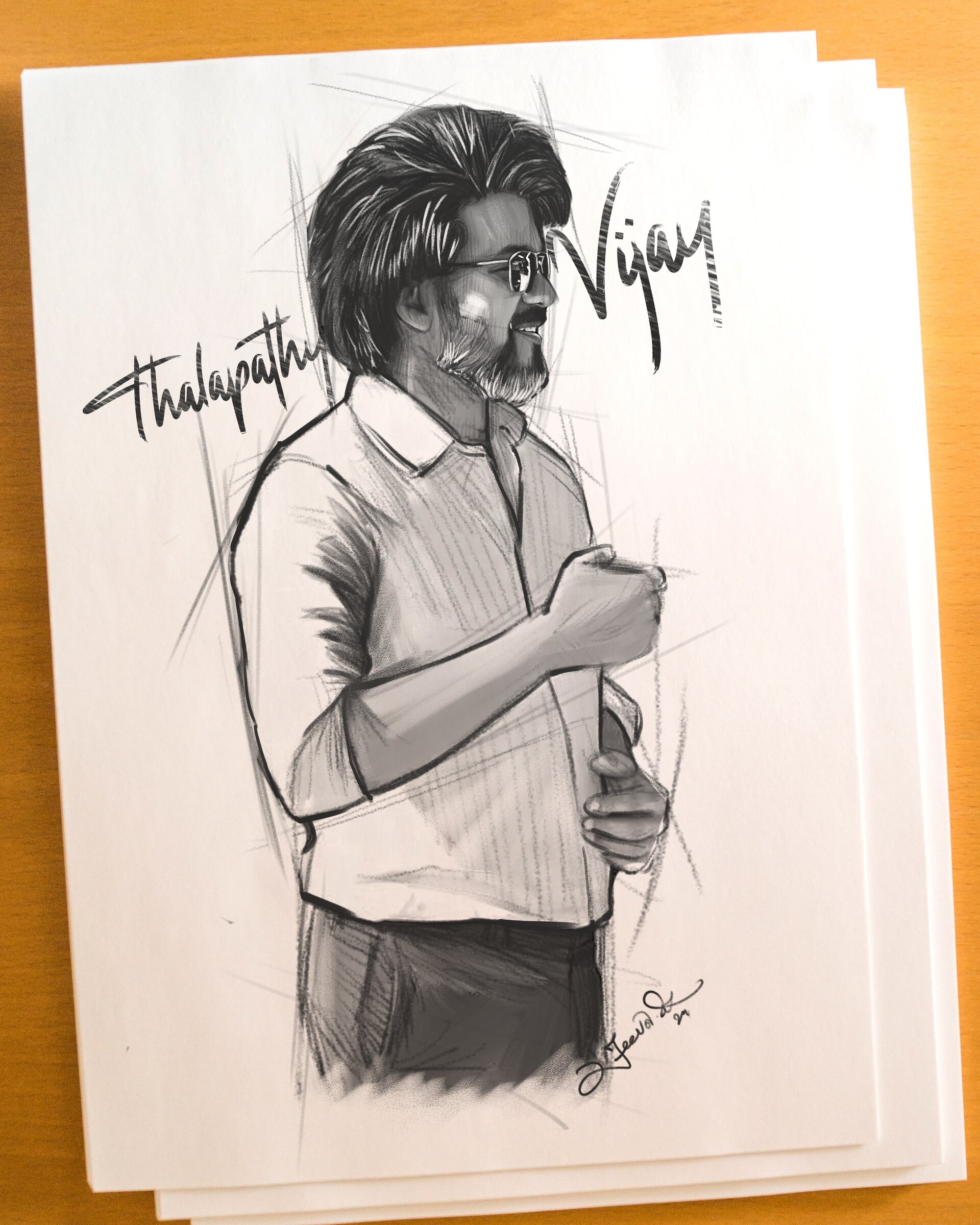 Jeeva Artist SK - #Leo Parthipan Thalapathy Vijay Charcoal Pencil ...