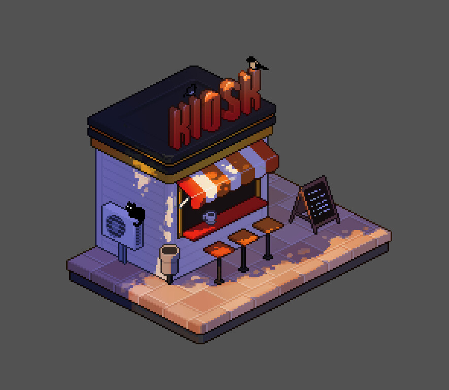 ArtStation - Pixel art - isometric kiosk