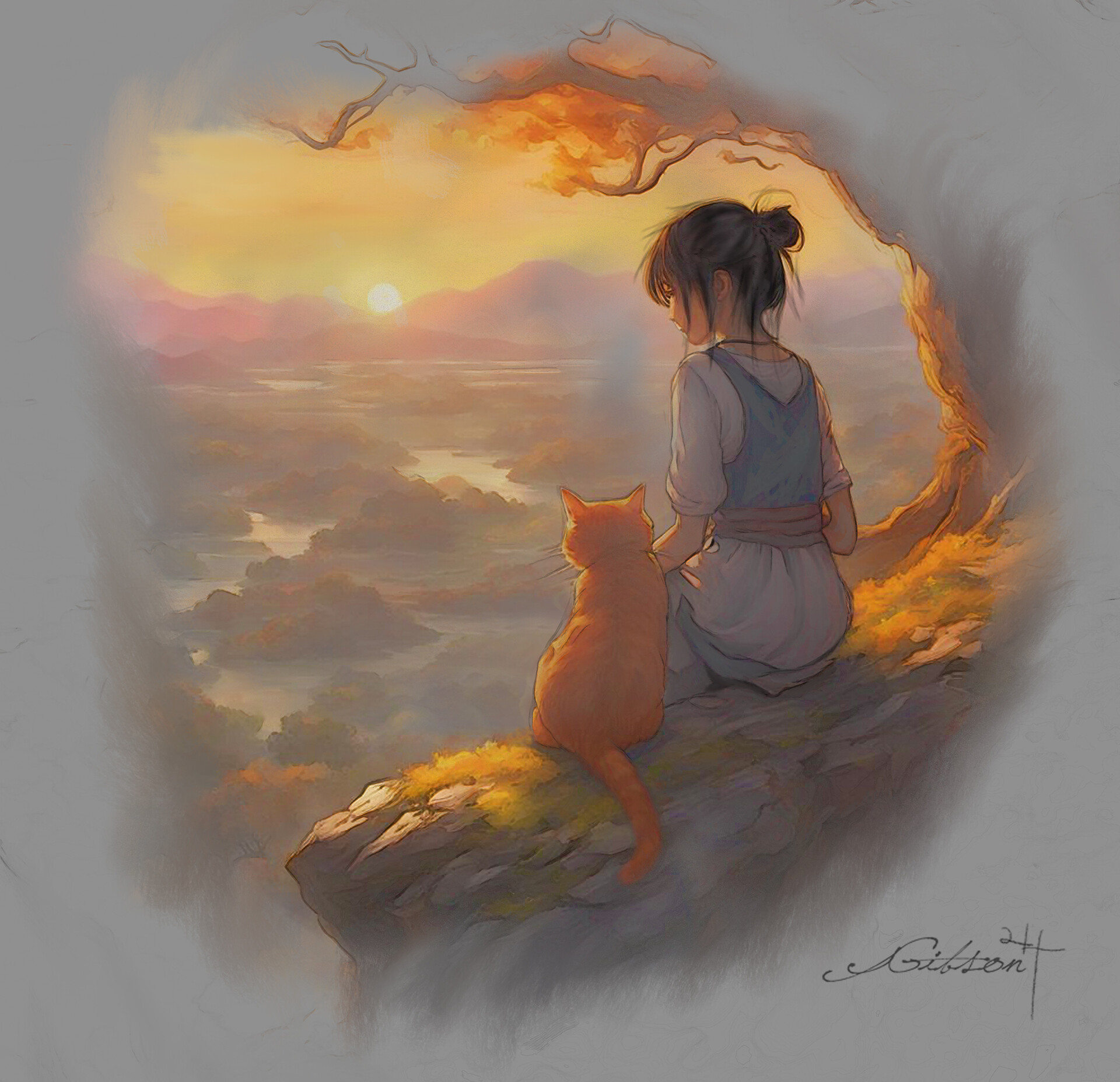 ArtStation - Mei & Ming Ming-Sunset over the Valley"