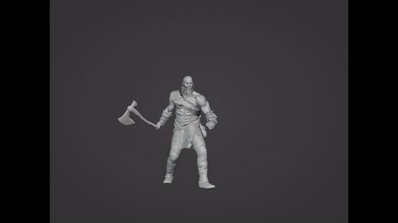 ArtStation - kratos axe swing attack animation