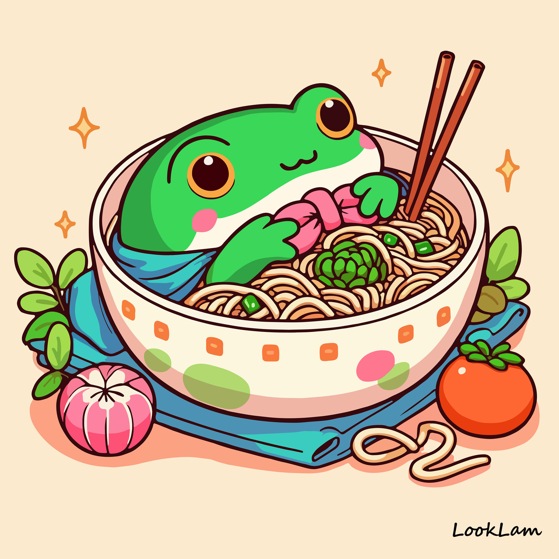 ArtStation - Frog Eating In Ramen Japanese Noodles