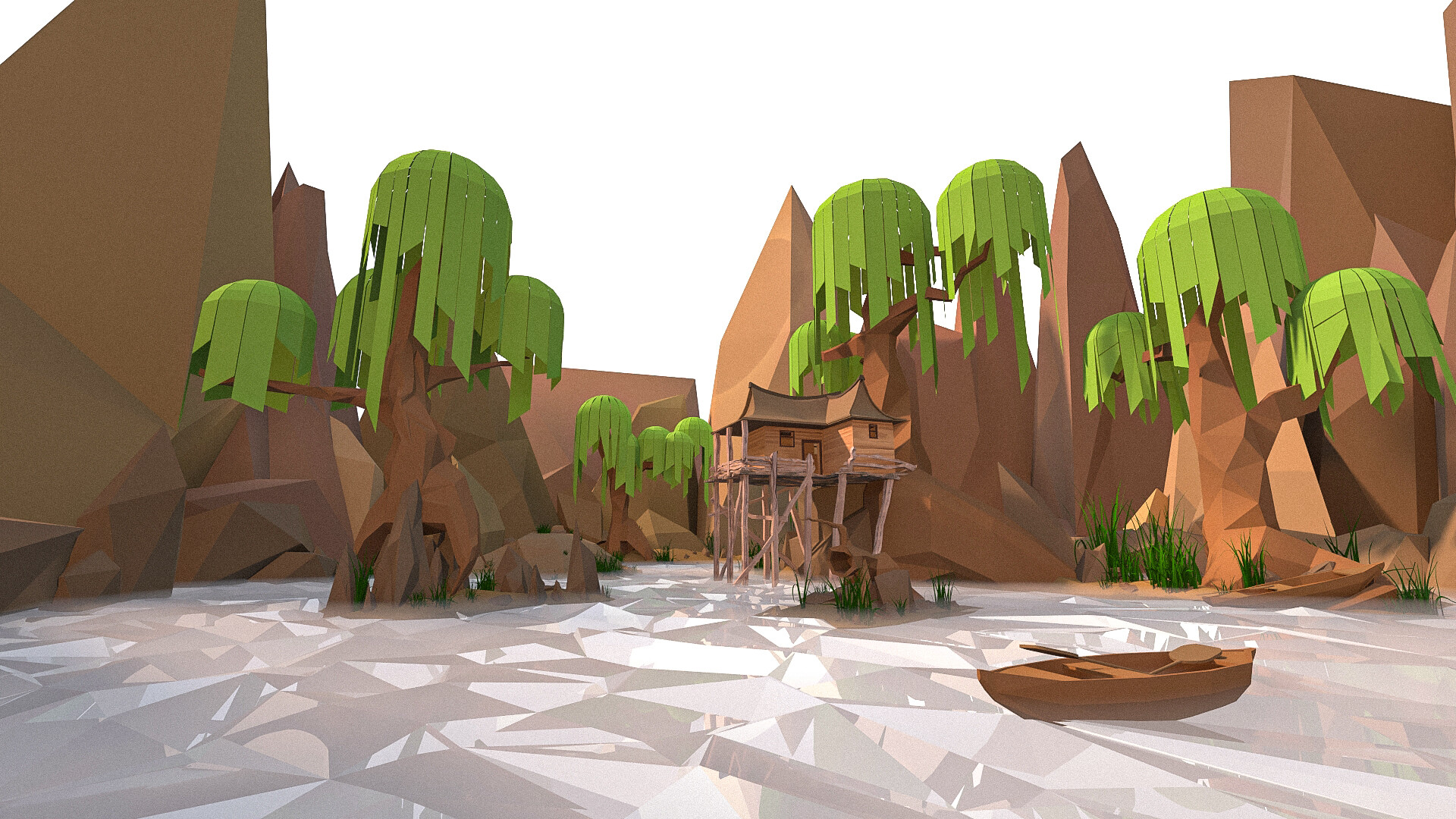 ArtStation - Stylized 3D environment | Cartoon house | Wood house