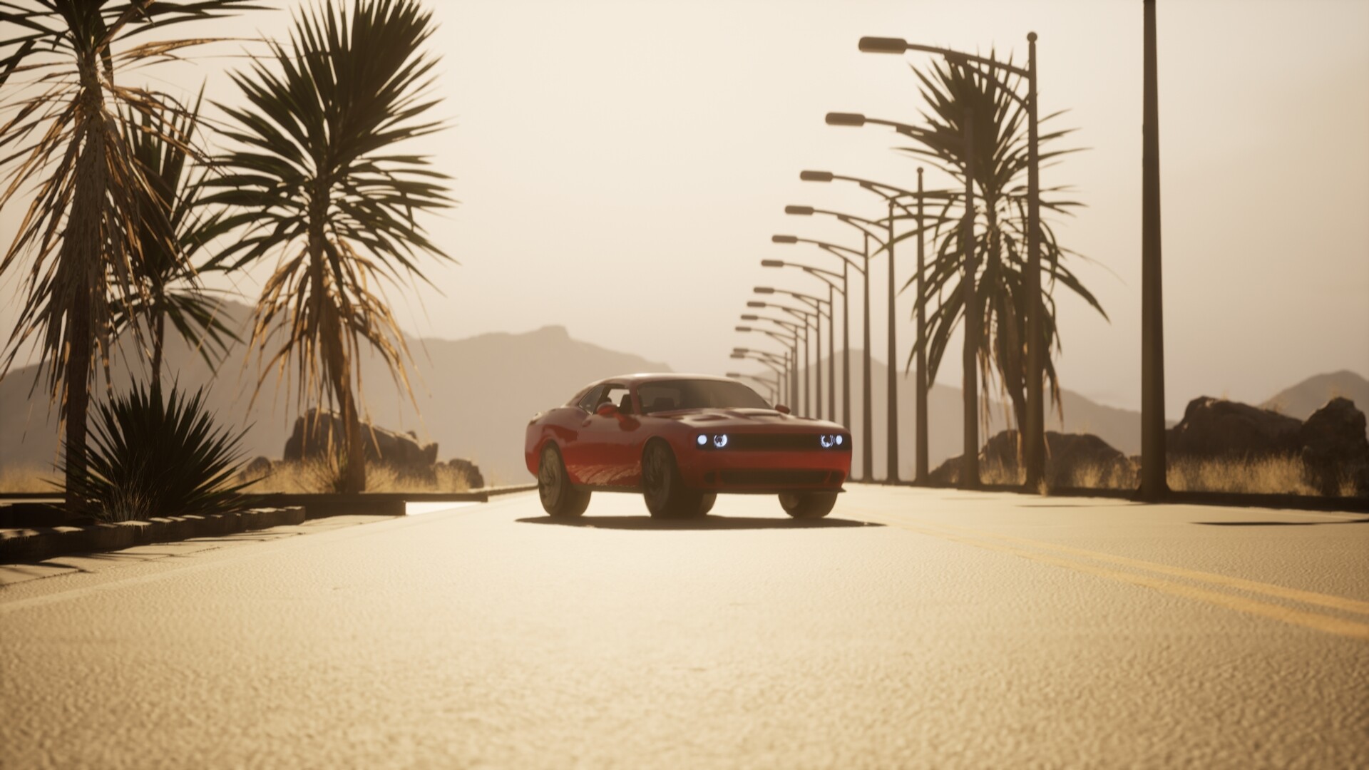 ArtStation - Dodge Challenger in desert animation