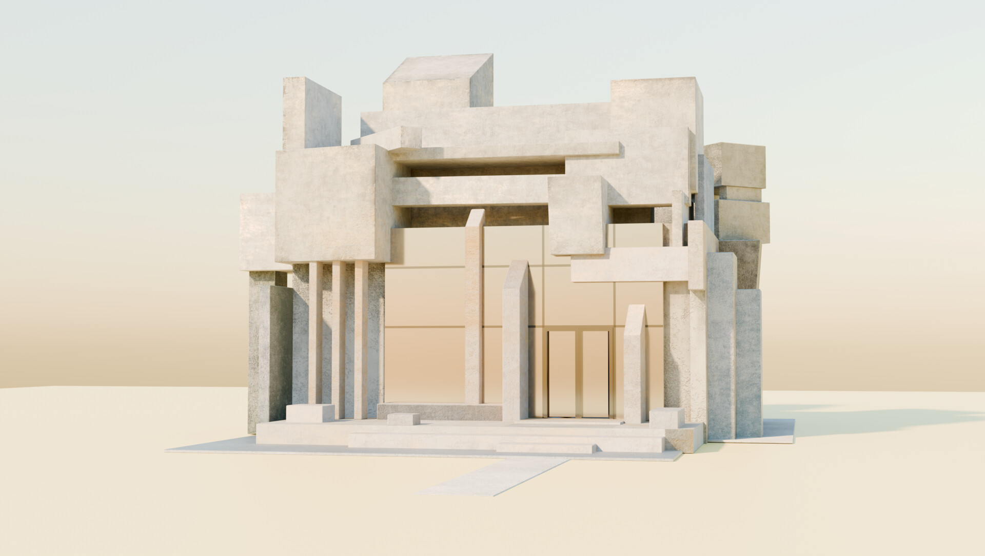 ArtStation - Brutalism Building - 3D Modeling and Texturing