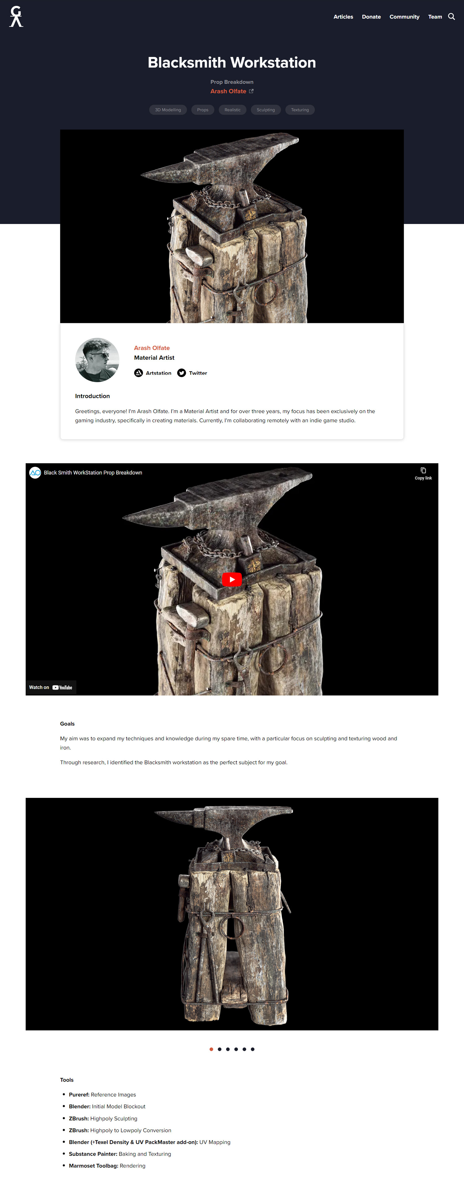 Arash Olfate - Blacksmith Workstation - Prop Breakdown - Games Artist Platform Article