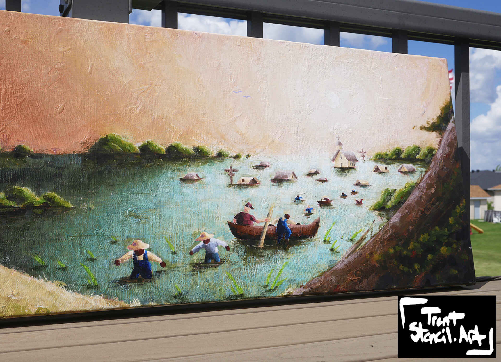 Trentstencil.art Trent Regner - "Farm Town Flood"