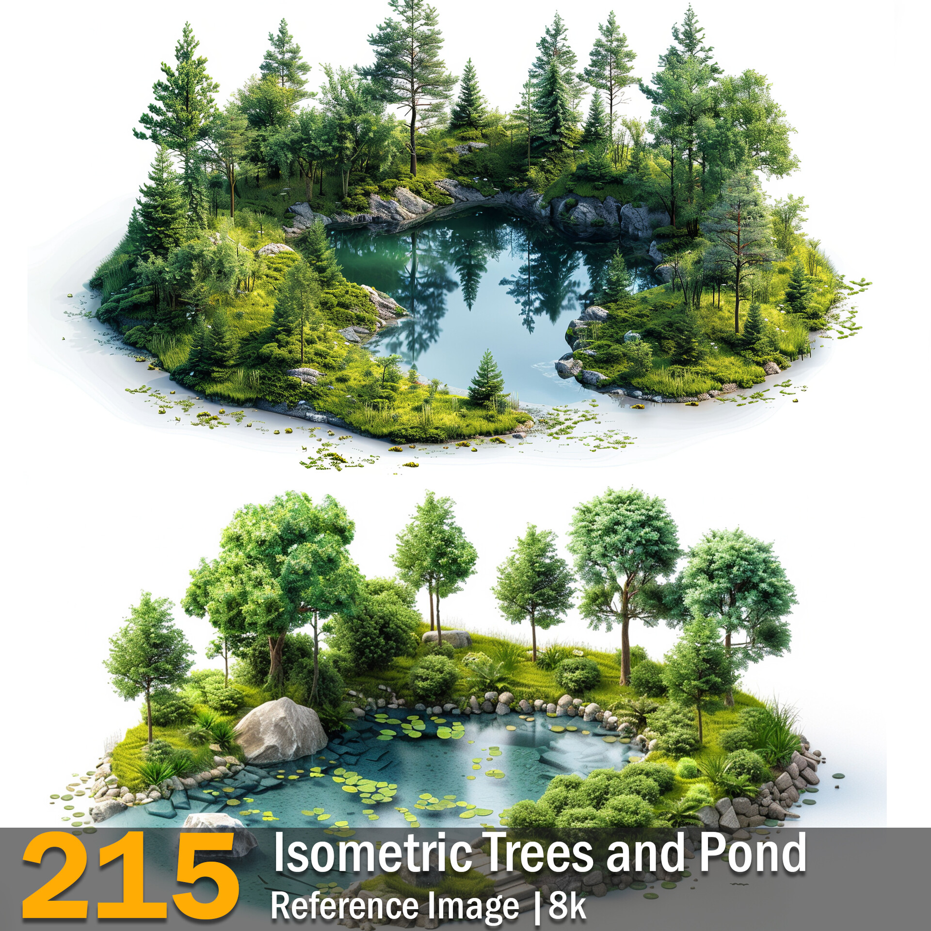ArtStation - Isometric Trees and Pond | Reference Images | 8k