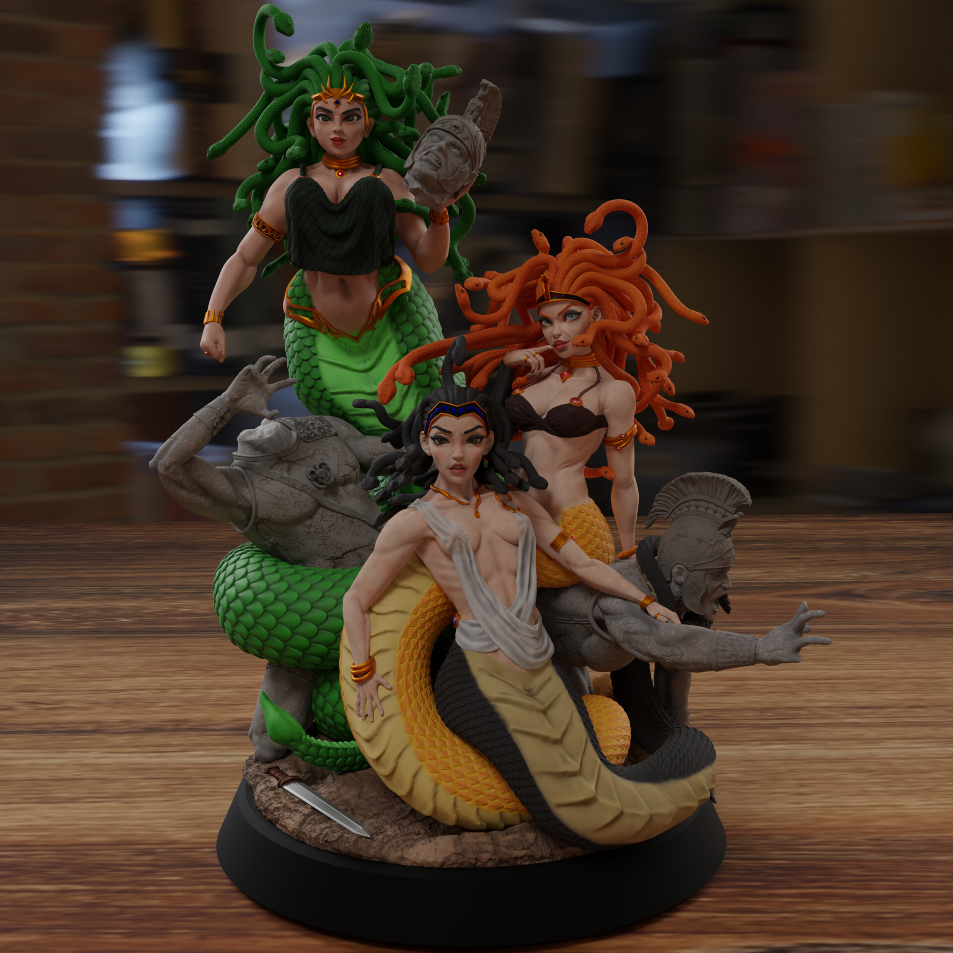 ArtStation - Medusa, Euryale and Stheno - The three gorgon queens - 3D Miniature