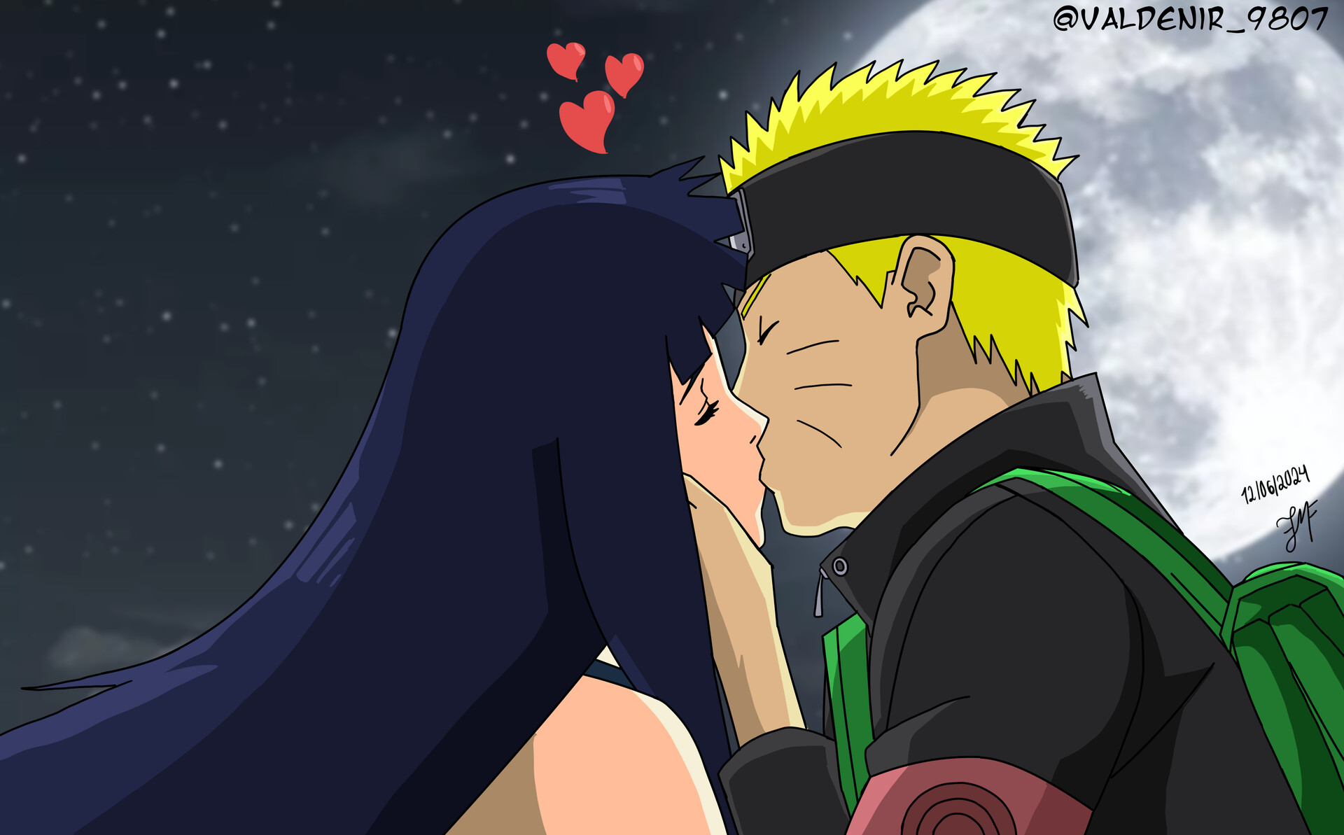 how to draw naruto and hinata kissing