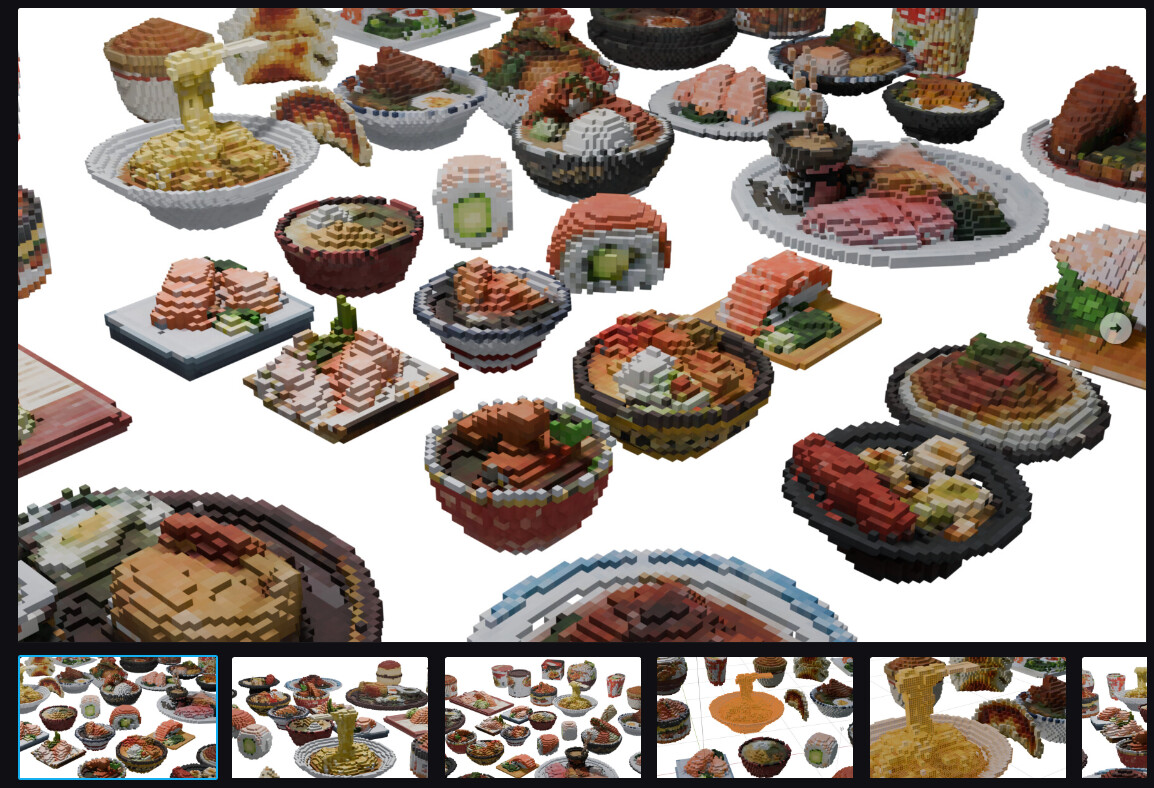 ArtStation - Tiny Asian Food 3D Model Collection Retro Pixel Style