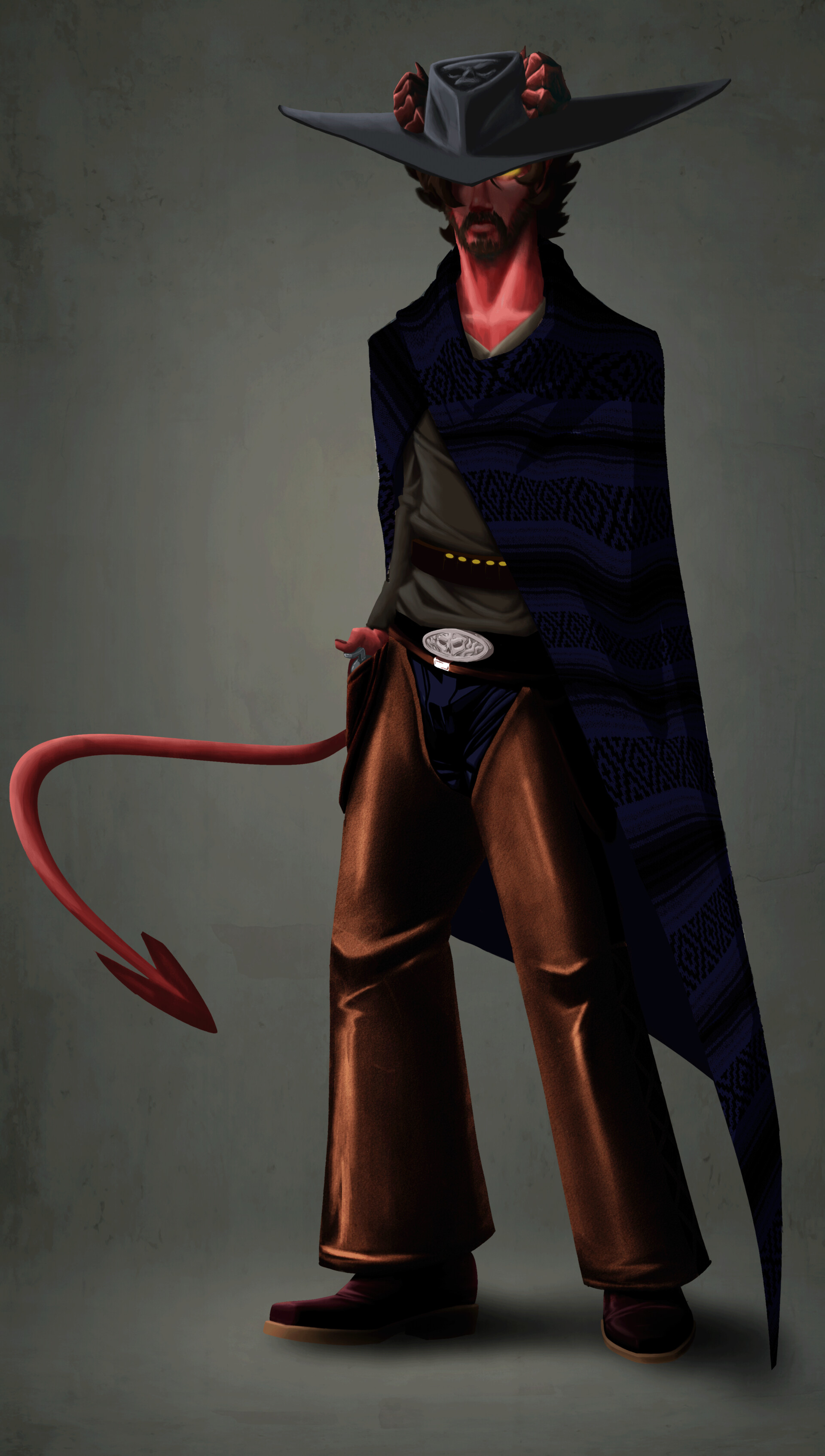 ArtStation - Clay Dixon - Cowboy Tiefling Warlock