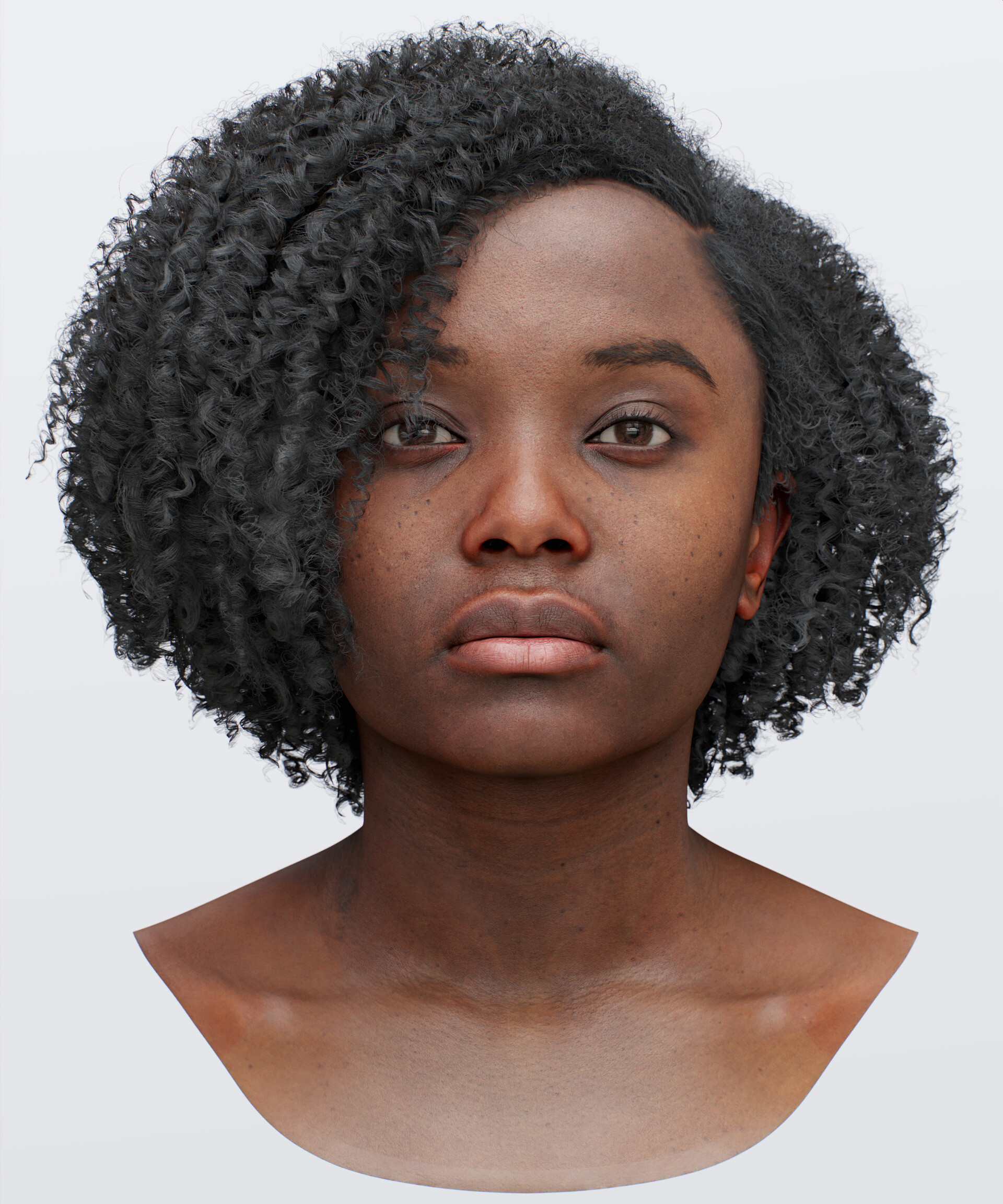 3D Scan Store - Female Afro Bob Polygon Hair Style