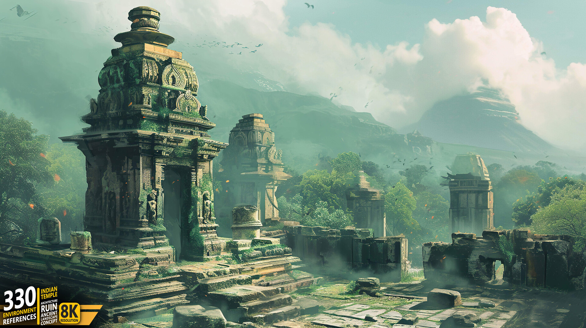 ArtStation - 330 Indian Temple-Ruin-Architecture-Ancient-landscape ...