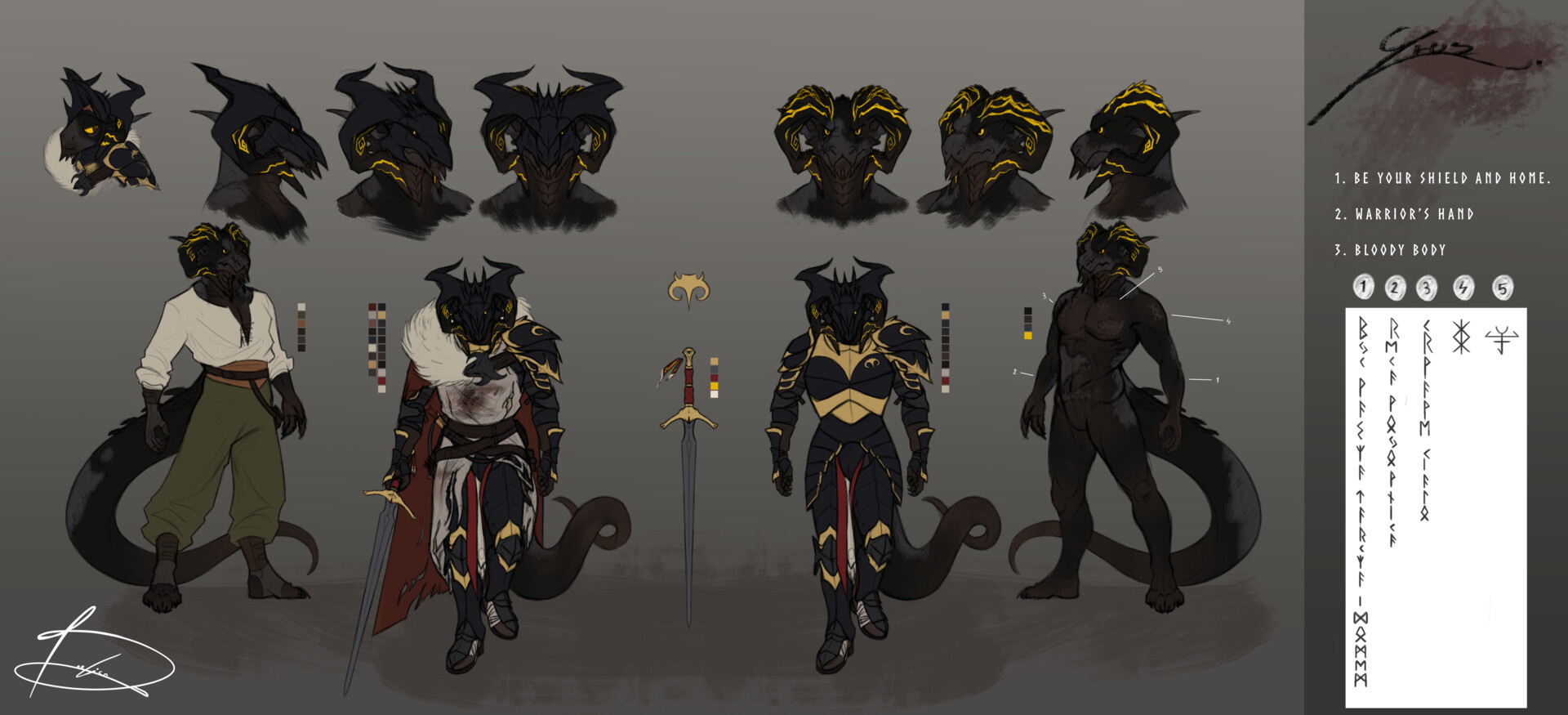ArtStation - Yrus - Dragonborn Character Design Sheet