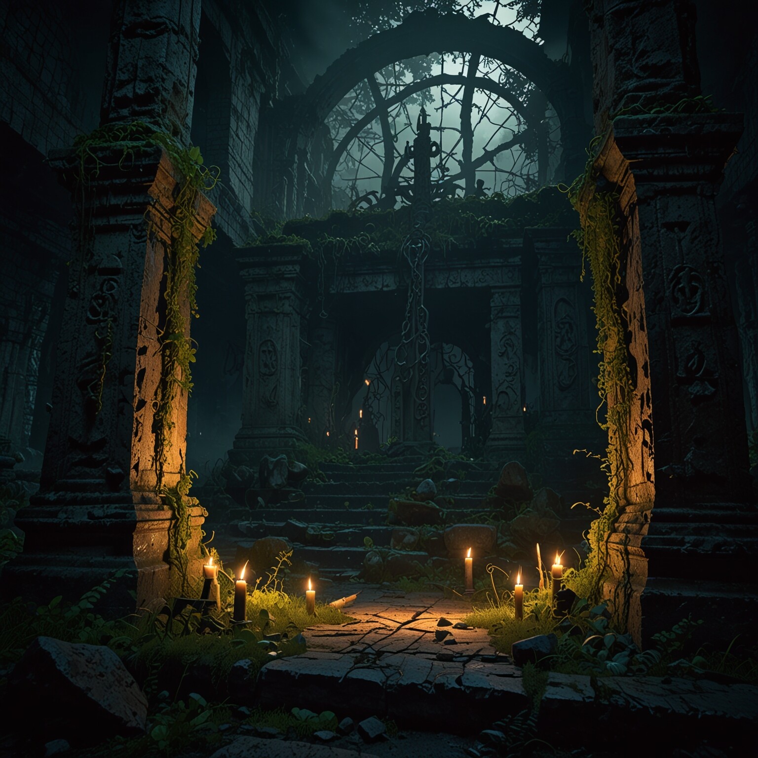 ArtStation - Minimalist Ruins: Ancient Temple with Ominous Glow