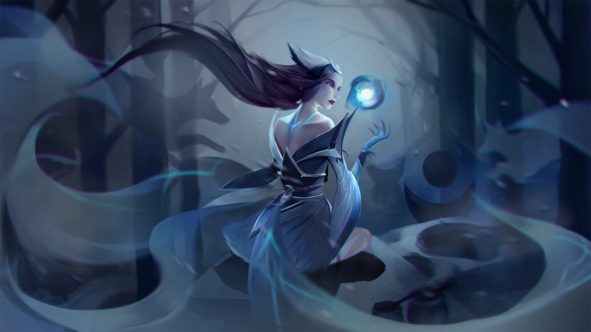 ArtStation - Snow Moon Ahri fanart