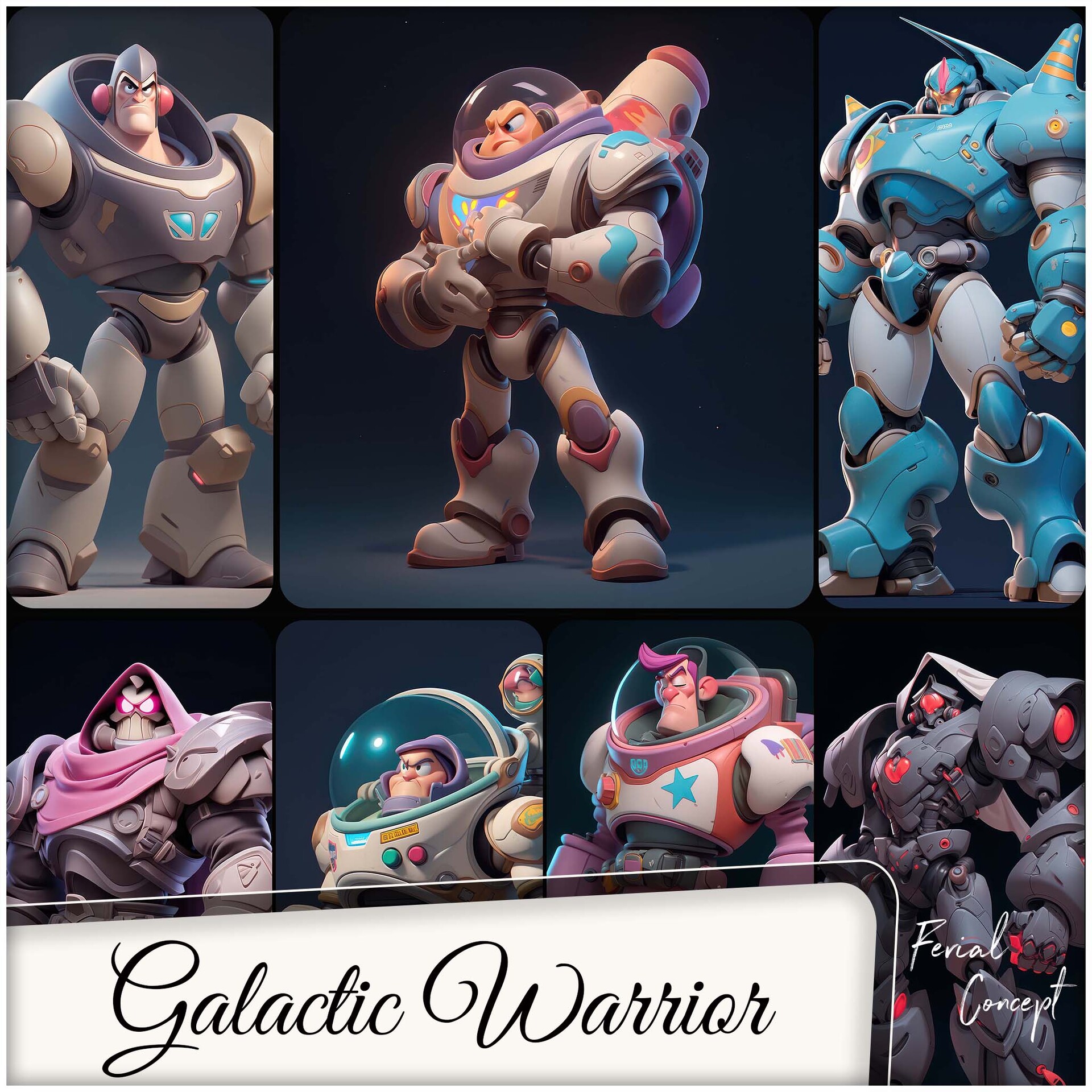 Ferial Studio - 🔹200 Galactic Warrior - Stylized Character Reference Image Pack v.69 |4K|