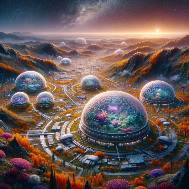 ArtStation - Biodome Space Colony on Red Shrub Planet