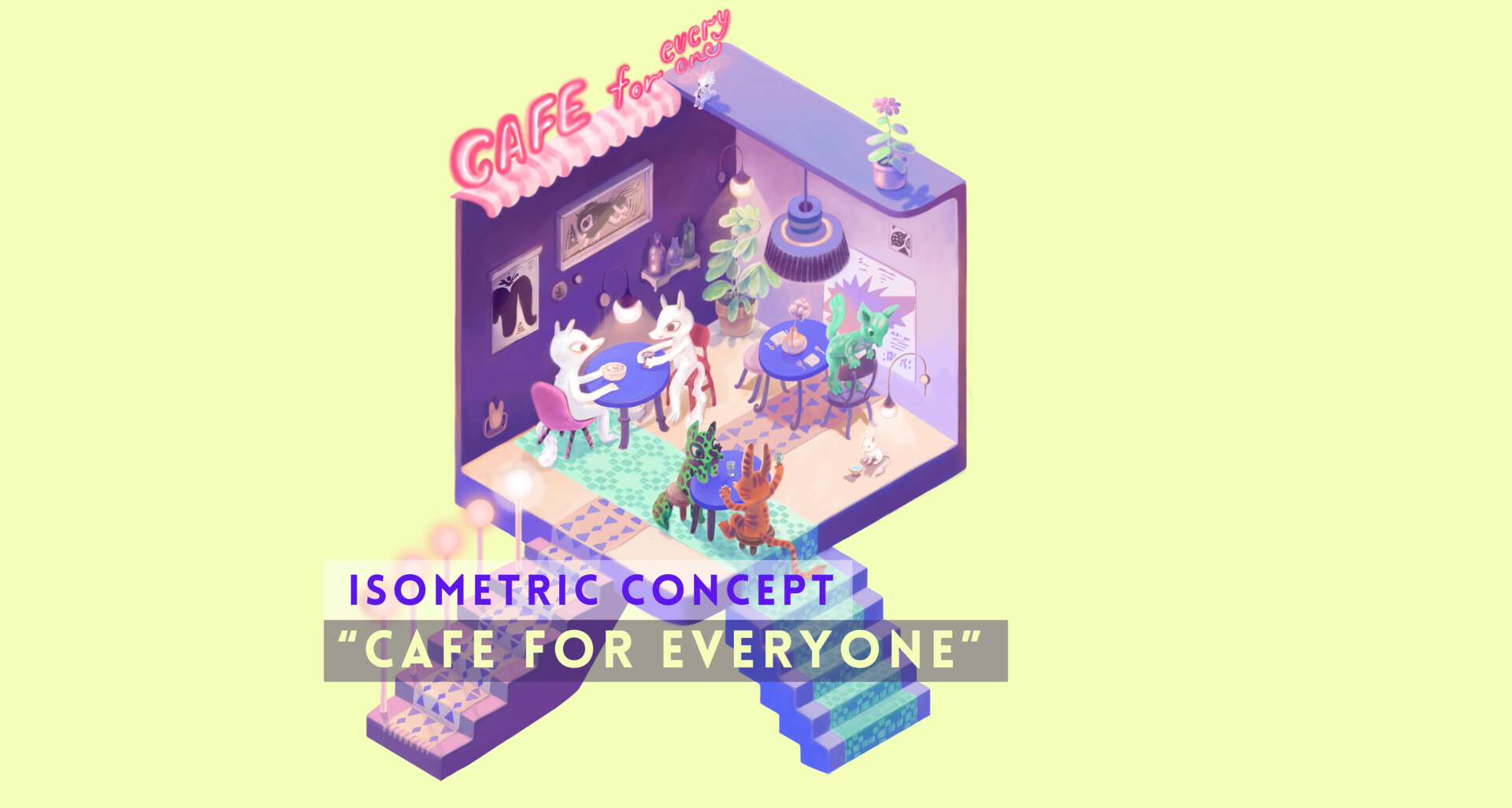 ArtStation - ISOMETRIC GAME CONCEPT "cafe for everyone"