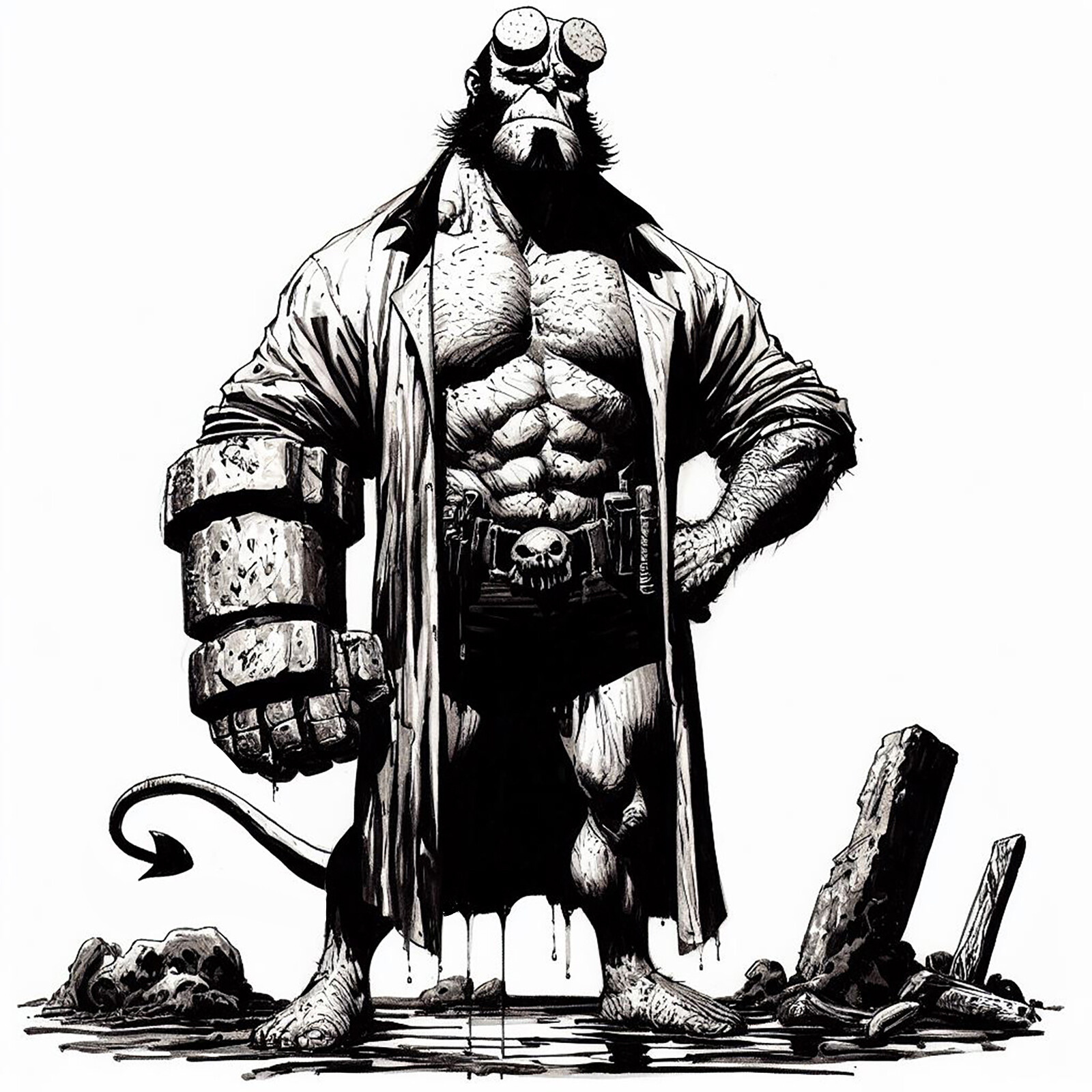 hellboy cartoon drawing