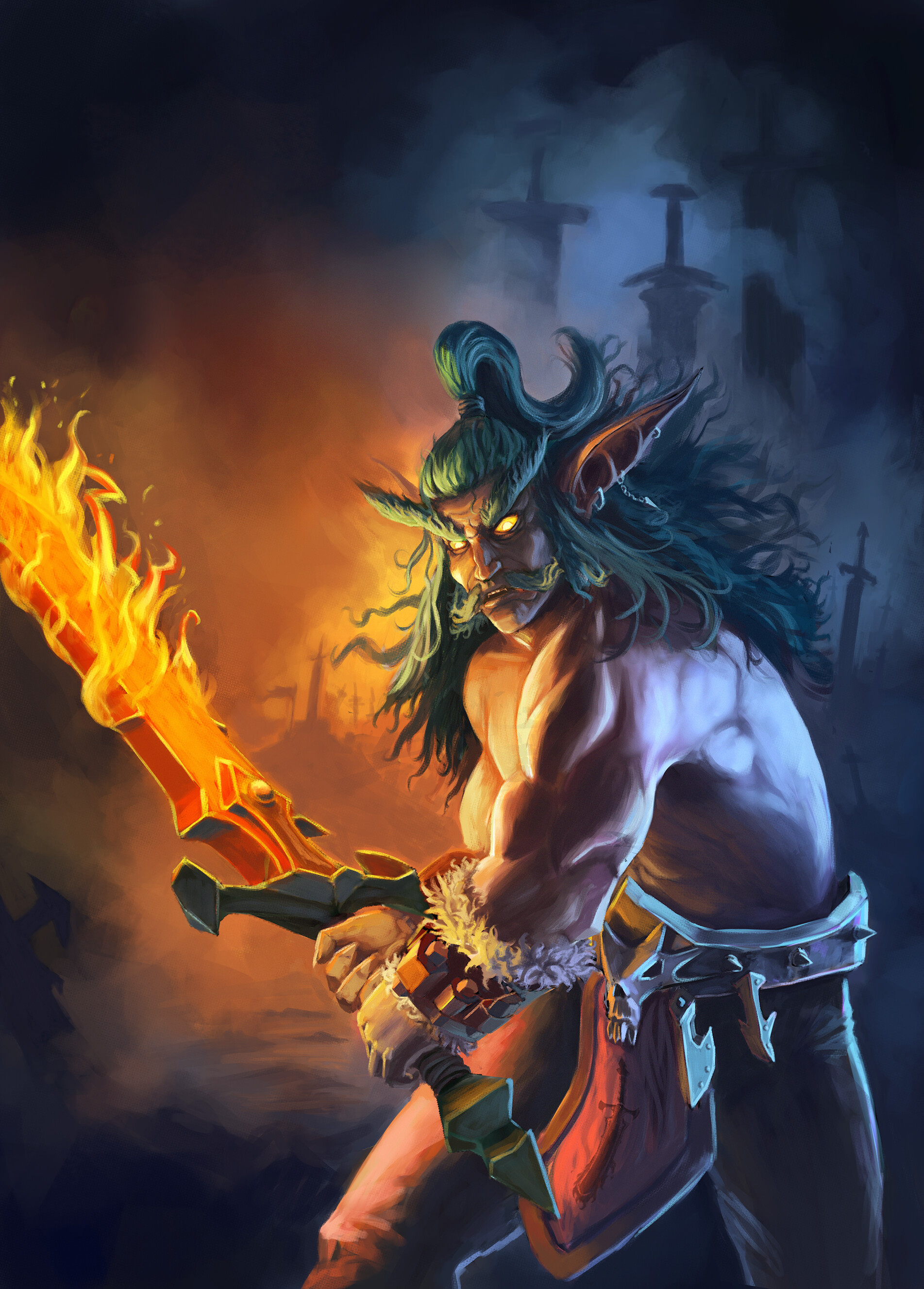 ArtStation - Night Elf Warrior - Fan Art, World of Warcraft inspired